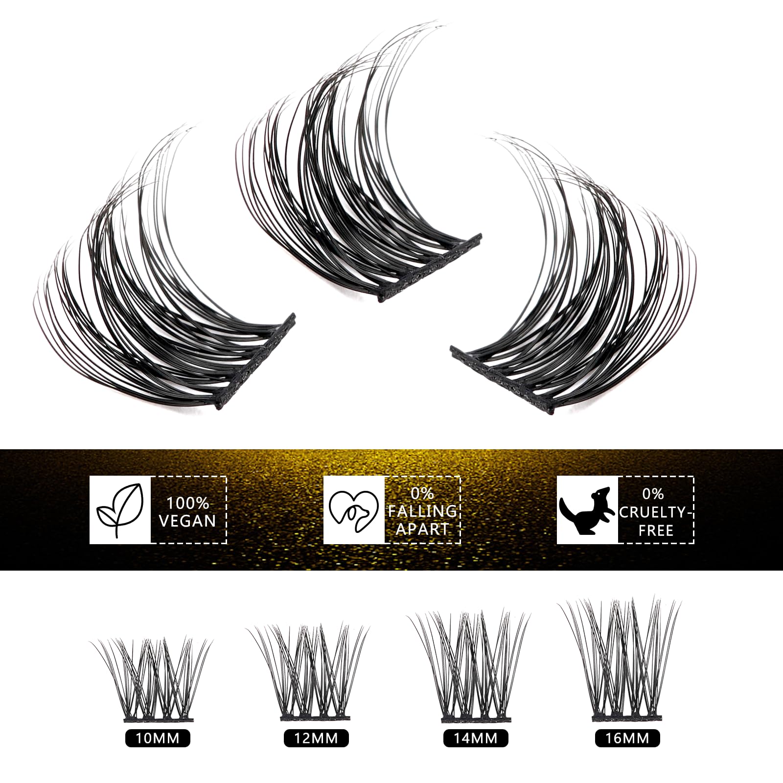 LANKIZ DIY Eyelash Extension, 72pcs Lash Clusters Individual Lash Extensions, Soft Cluster Lashes, 10-16mm Mix Resuale Lash Extension Clusters