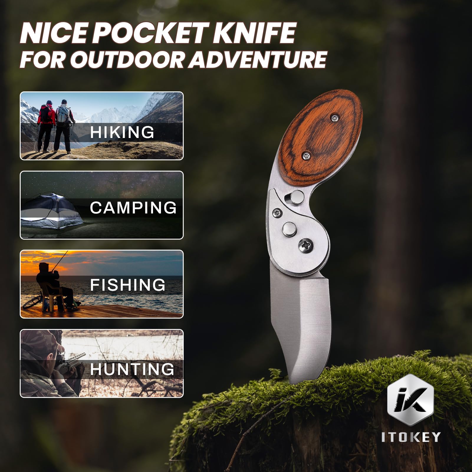 ITOKEY Small Pocket Knife for Men Women, EDC Folding Knives, Box Cutter Pocket Tool for Everyday Carry, Cool Dad Gadget Gifts