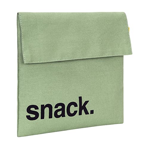 Fluf Flip Snack Sack: Reusable Snack & Sandwich Bag | Organic & Recycled Materials | Tested Food-Safe | Machine Washable (Moss)