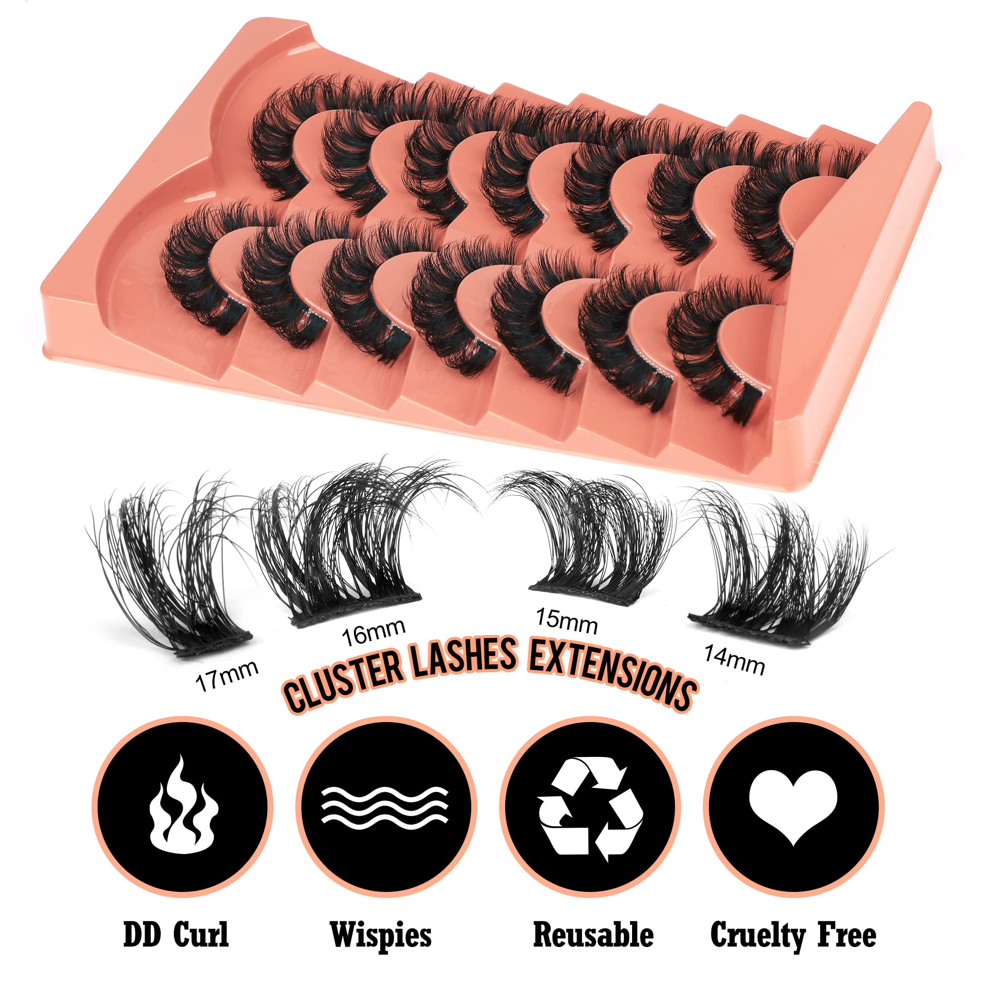 Fluffy False Eyelashes D Curl Faux Mink Lashes That Look Like Extensions DIY Cluster Lashes Wispy Pestañas Individual Eye Lash Clusters Natural Wispies Lashes ALPHONSE Mink Fake Eyelashes 7 Pairs Pack