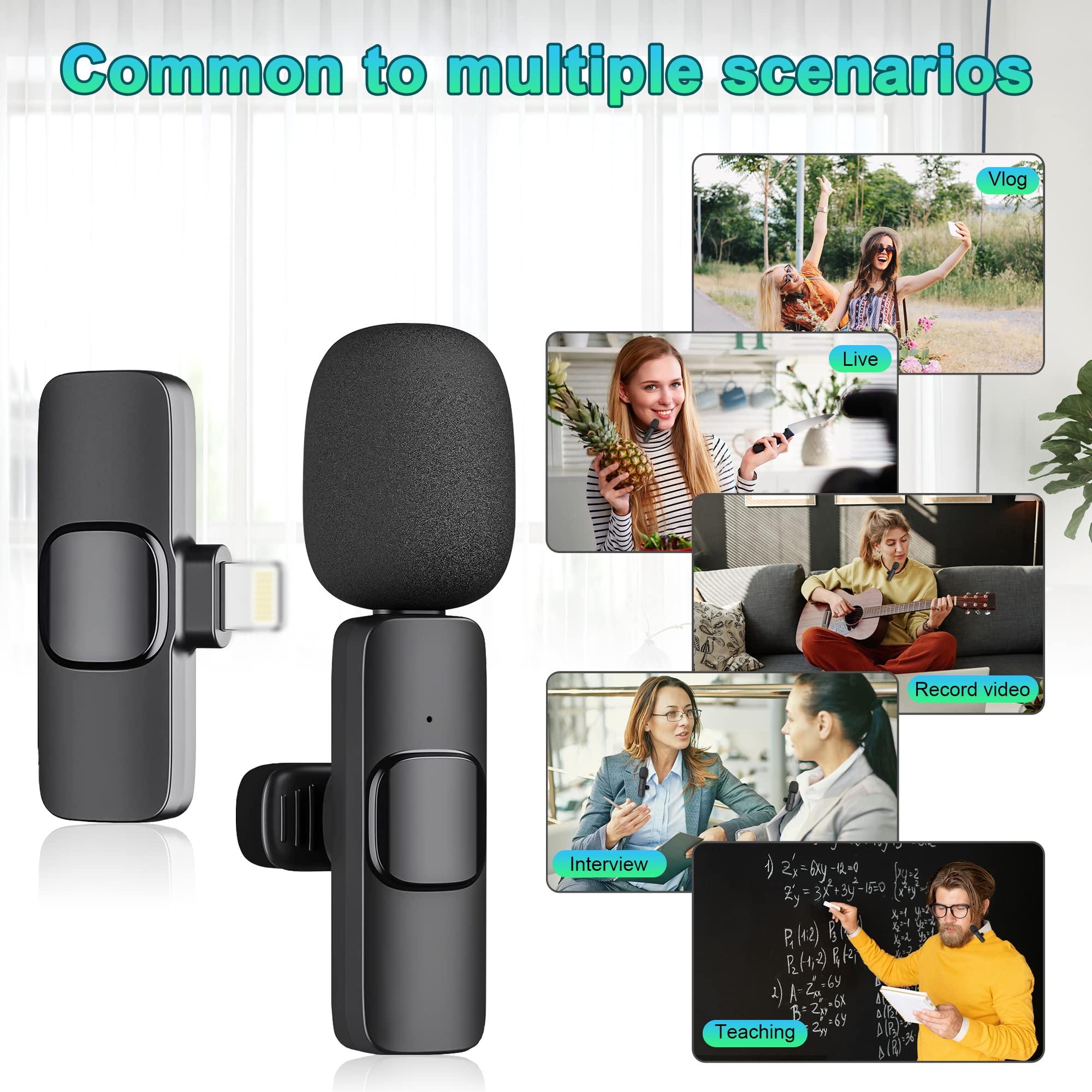 CWZZ Wireless Lavalier Microphone for iPhone iPad, Professional Wireless lavalier Microphone with Clearer Audio, Wireless Microphones, Mini Microphones for Interview, TikTok, YouTube…