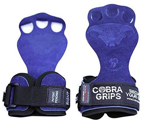 Cross Training Grips Best Gymnastics Grips Keep Your Hands Free from Blisters & Callouses Pullups Weight Lifting Chin Ups (Small 3.75"-4.25", BLUE Nubuck Leather)