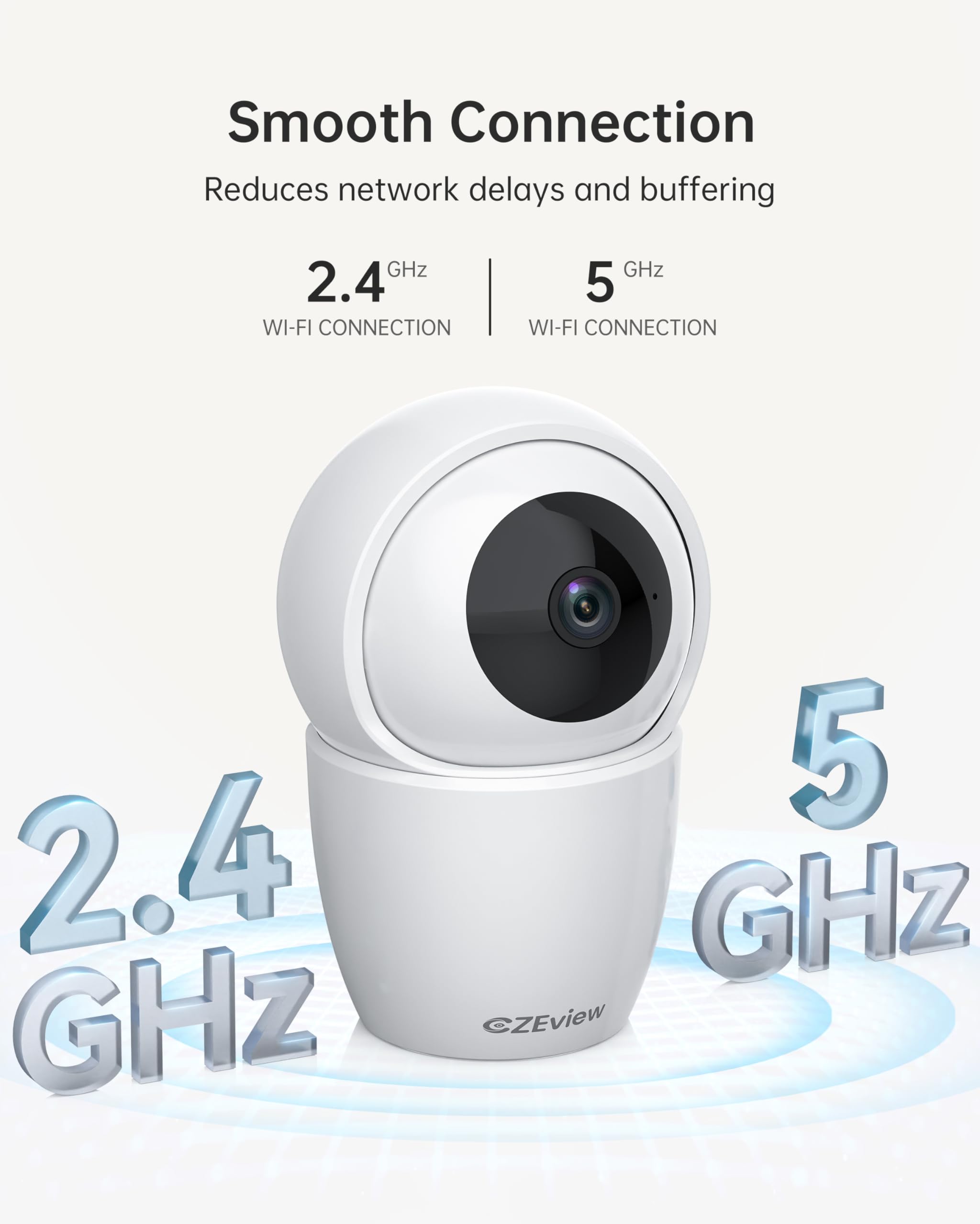 CZEview 3K 5MP Security Camera Indoor, 2.4/5Ghz WiFi Pet Camera Baby Monitor with Phone App, Remote Pan Tilt Zoom, Night Vision, Motion Detection, Auto Tracking, Two Way Talk, Works with Alexa
