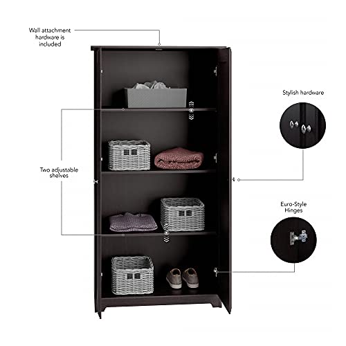Bush Furniture Cabot Tall Storage Cabinet with Doors in Espresso Oak