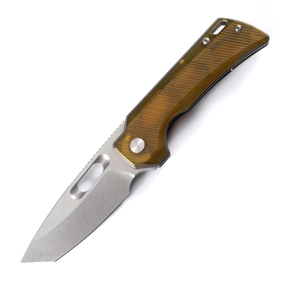 JEABROTHER Pocket Knife, 14C28N Blade Ultem Handle Camping Fishing Hunting Multi purpose Knife