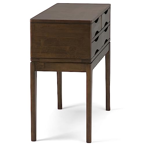 SIMPLIHOME Harper SOLID WOOD 40 inch Wide Mid Century Modern Hallway Console Sofa Entryway Table in Walnut Brown with Storage, 4 Drawers , for the Living Room, Entryway and Bedroom