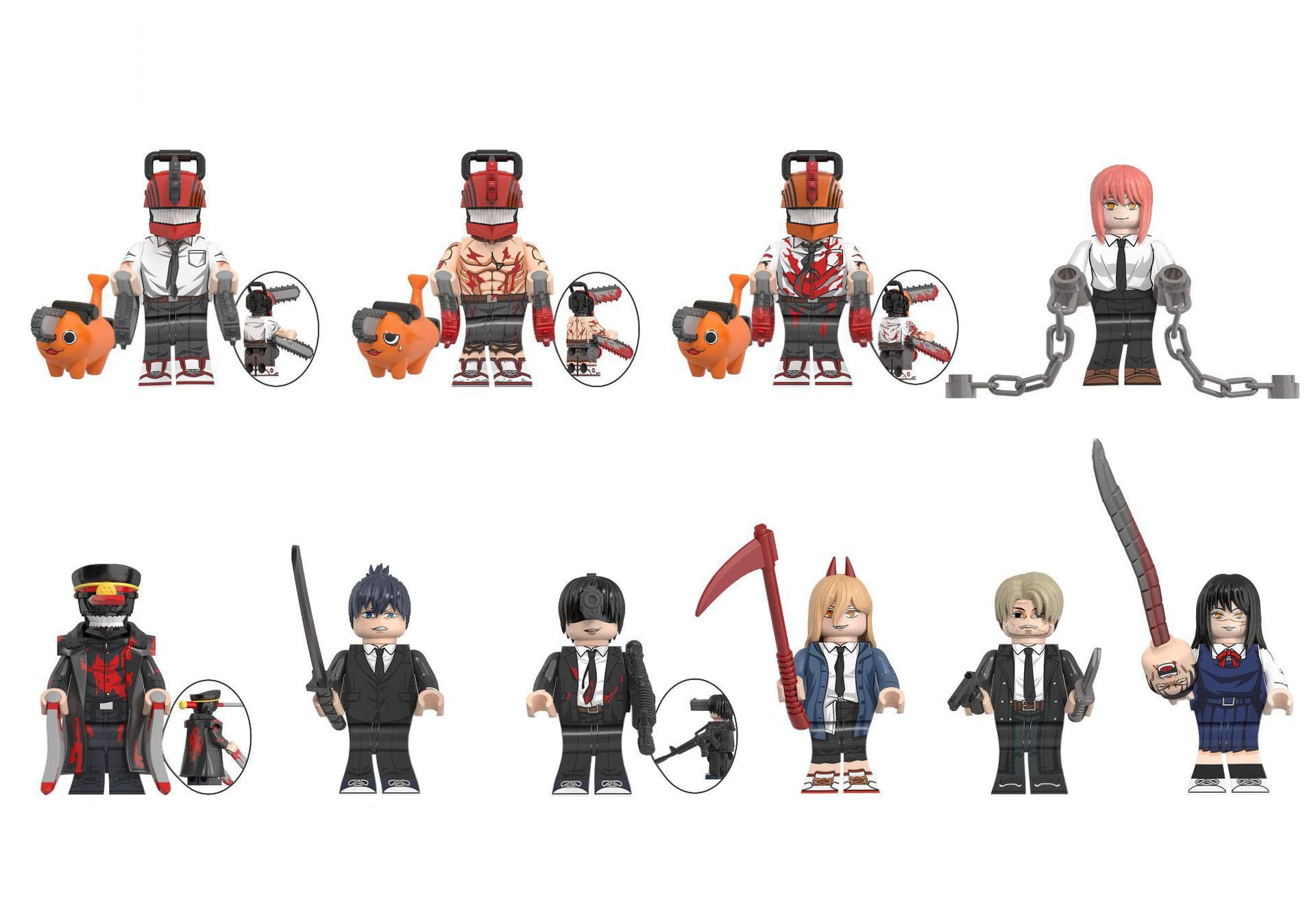 FEEGAR 10PCS Anime Character Action Figures Chainsaw Sets Man Small Figures Denji Mini Toys, 1.77 inch (Pack of 2)