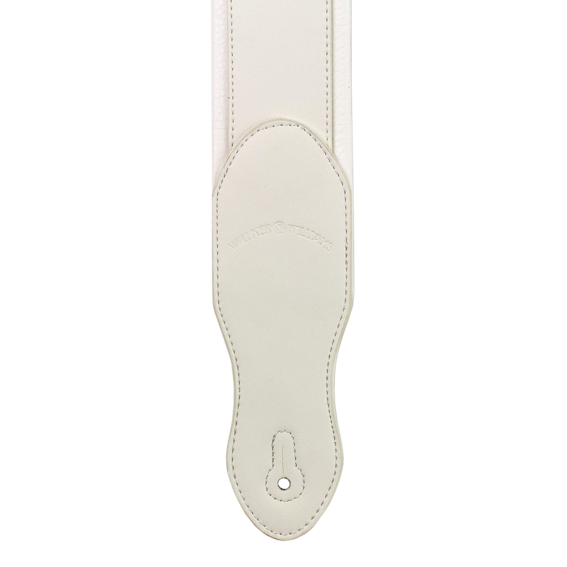 Walker & Williams G-04-WHT Ivory White Handmade Guitar Strap With Arctic White Padded Glove Leather Back For Acoustic, Electric, And Bass Guitars