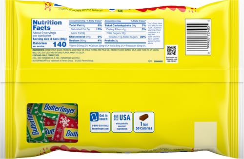 Butterfinger, Chocolatey, Peanut-Buttery, Holiday Minis Candy Bars, White Elephant Gifts, 9.4 Oz
