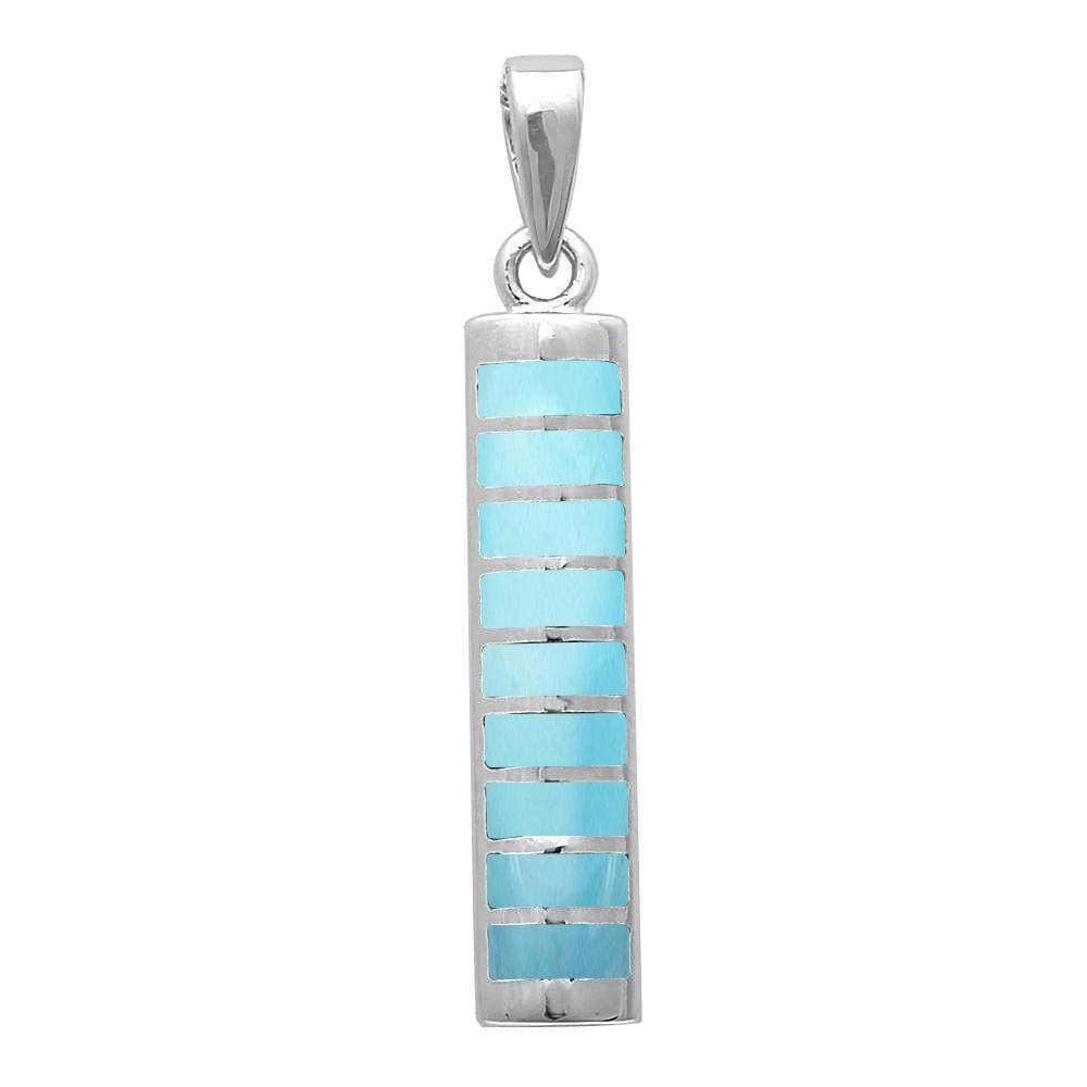 CloseoutWarehouse Larimar Simple Bar Hanging Pendant Sterling Silver