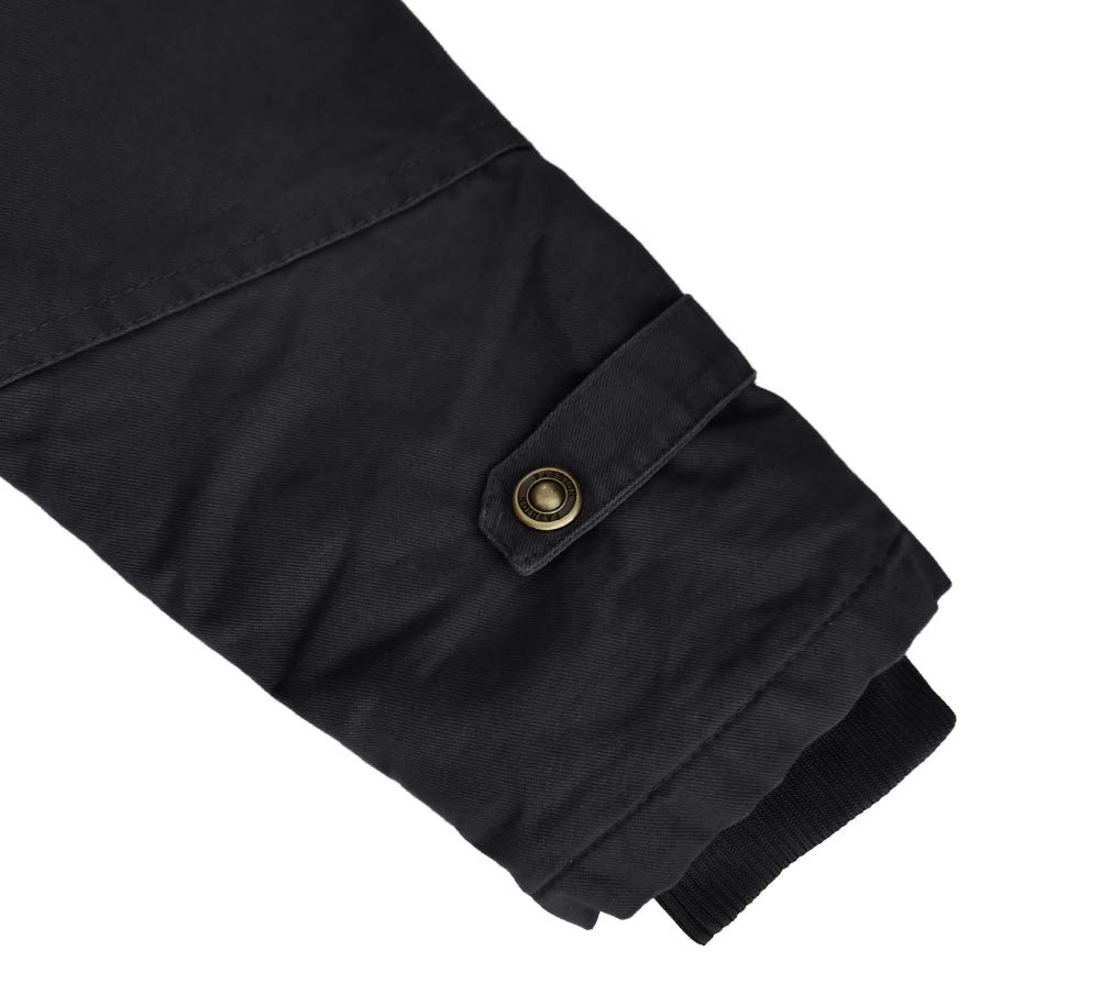 CRYSULLY Men's Winter Fleece Warm Stylish Classic Cotton Windbreaker Cargo Jacket Black