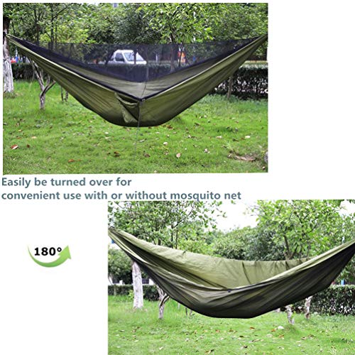 Camping Hammock with Rain Fly Tarp and Mosquito Net with Tree Straps,1/2 Person Portable Hammocks with Rain Cover for Indoor Outdoor Backpacking Hiking Travel Yard Activities Green
