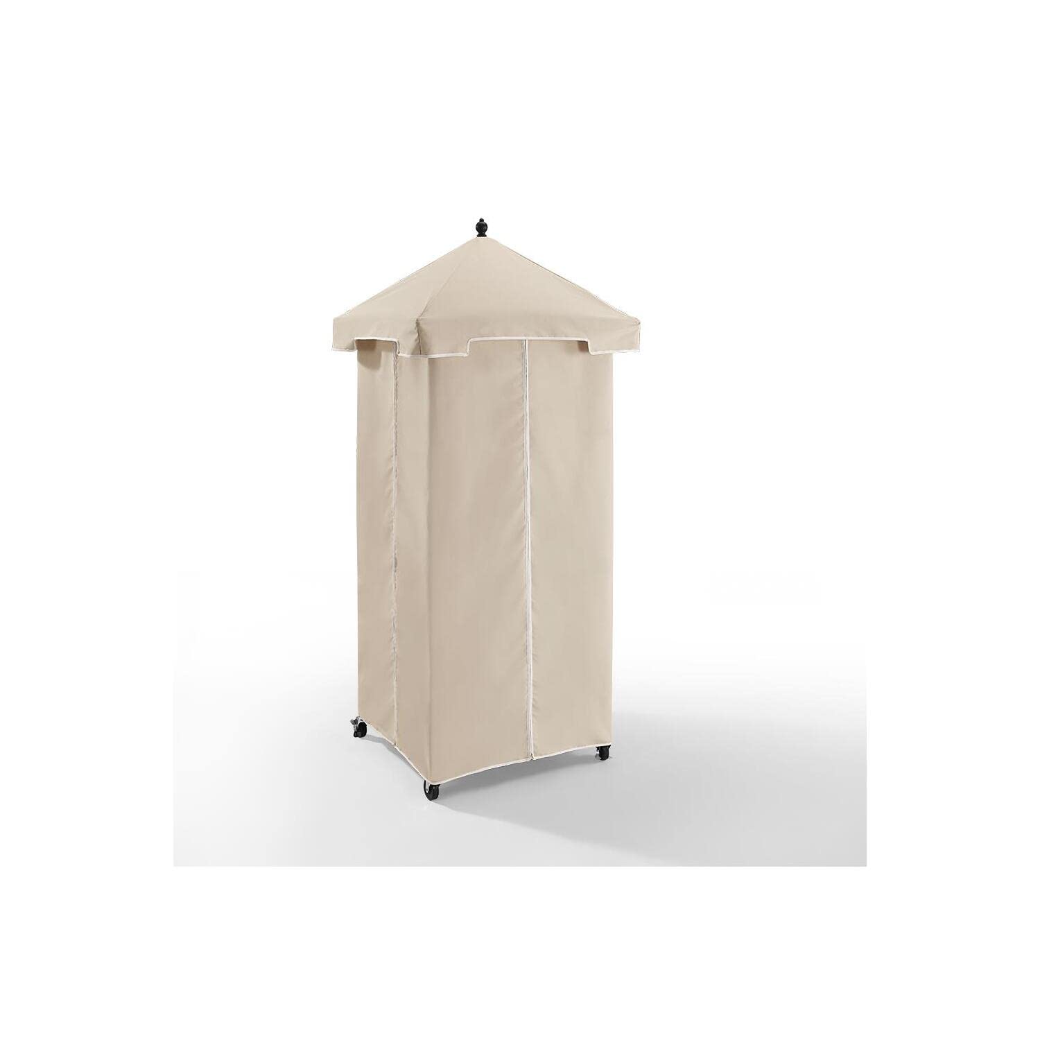 Maykoosh HonmeStock Nordic Haven Outdoor Wicker Towel Valet Sand/Brown, Floor Mountable, Wheeled, Portable - 31.5" D x 35.5" W x 79.75" H