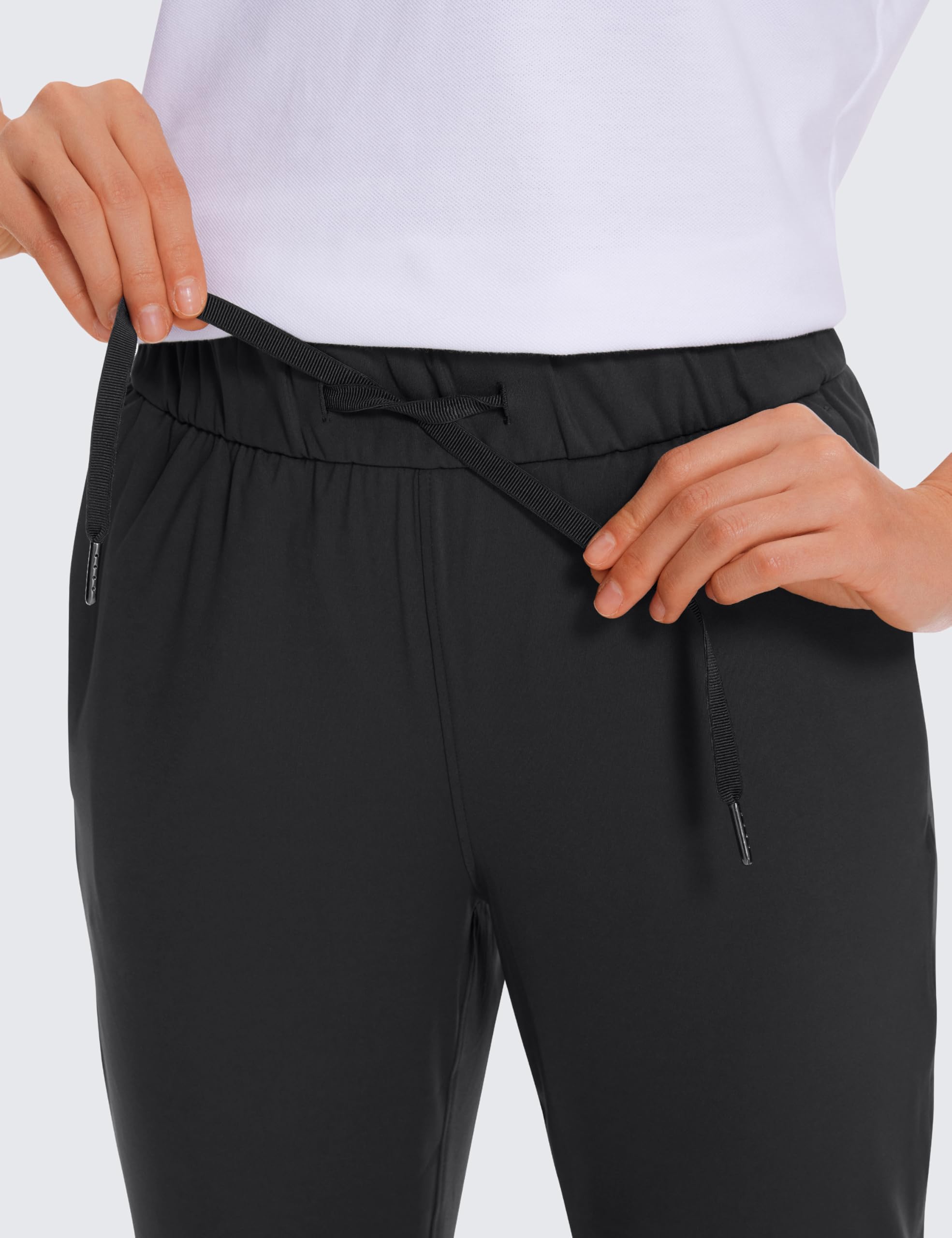CRZ YOGA Womens 4-Way Stretch Ankle Golf Pants - 7/8 Dress Work Pants Pockets Athletic Travel Casual Lounge Workout Black Small
