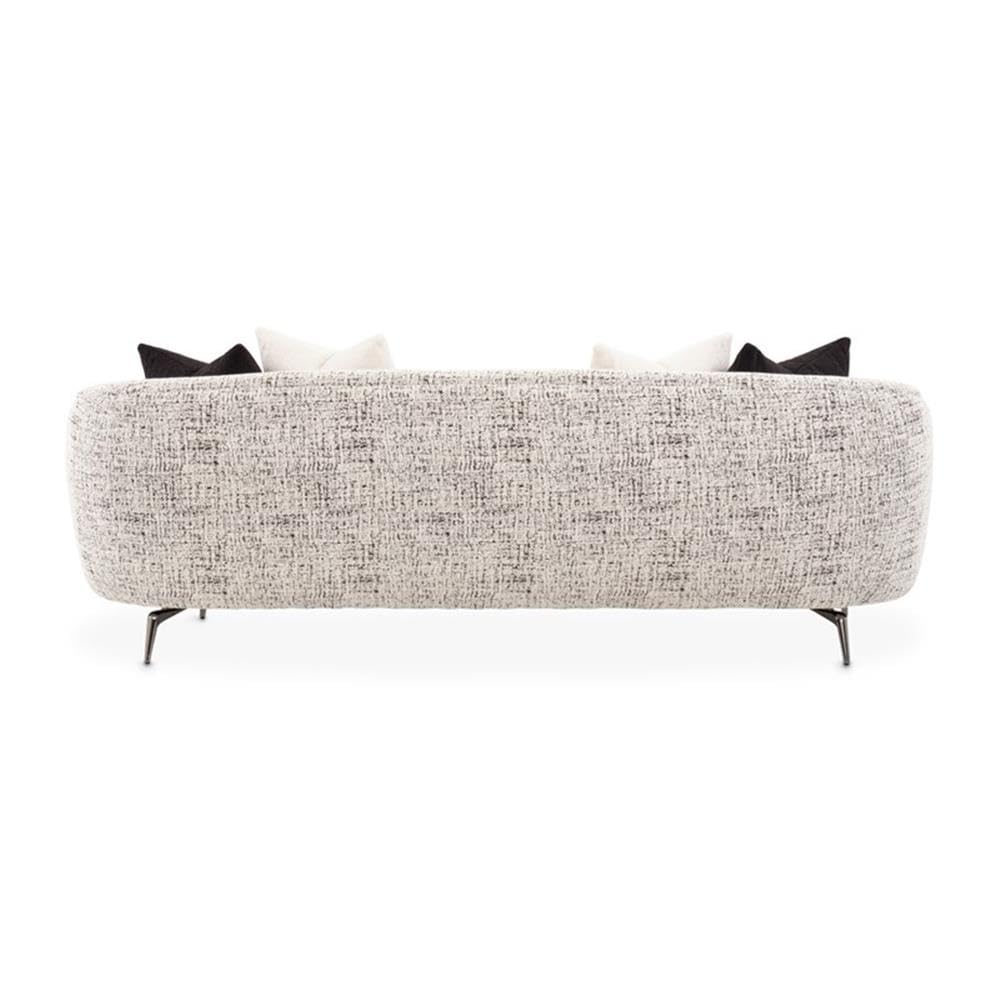 Michael Amini Noir Boucle 94" W Fabric Sofa in Ivory/Black Finish