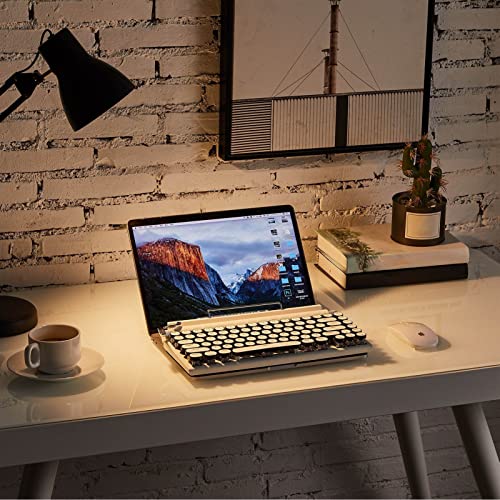 Focket Mechanical Gaming Keyboard, 83 Keys Punk Style Retro Typewriter Keyboard Detachable Round Keycaps Keyboard LED Backlit Wireless Mechanical Keyboard, for Tablet Desktop (White)