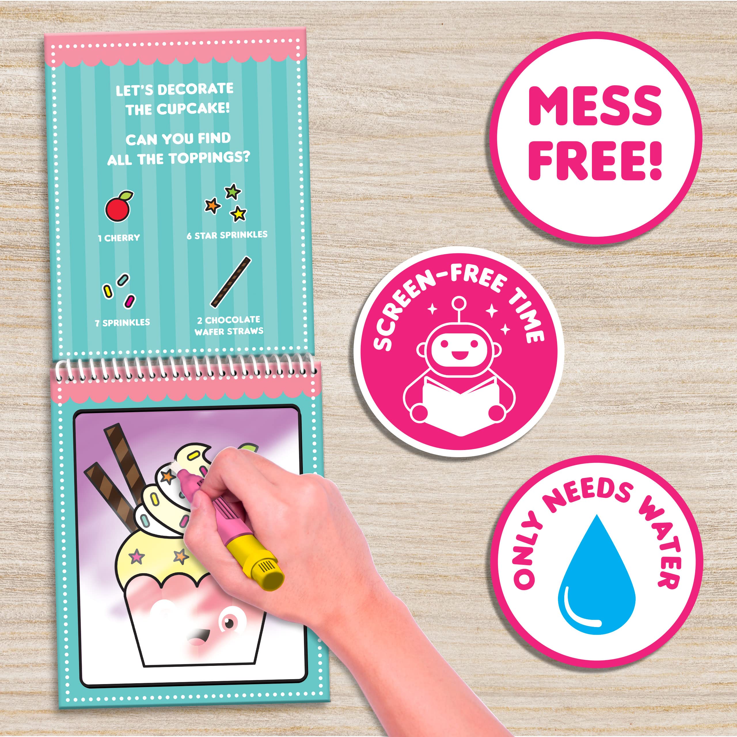 Water Magic (2Pack - Cupcake and Donut) - Patented Gourmet Scented Reusable Water Reveal Activity Pads - No Mess, All Fun by Scentco
