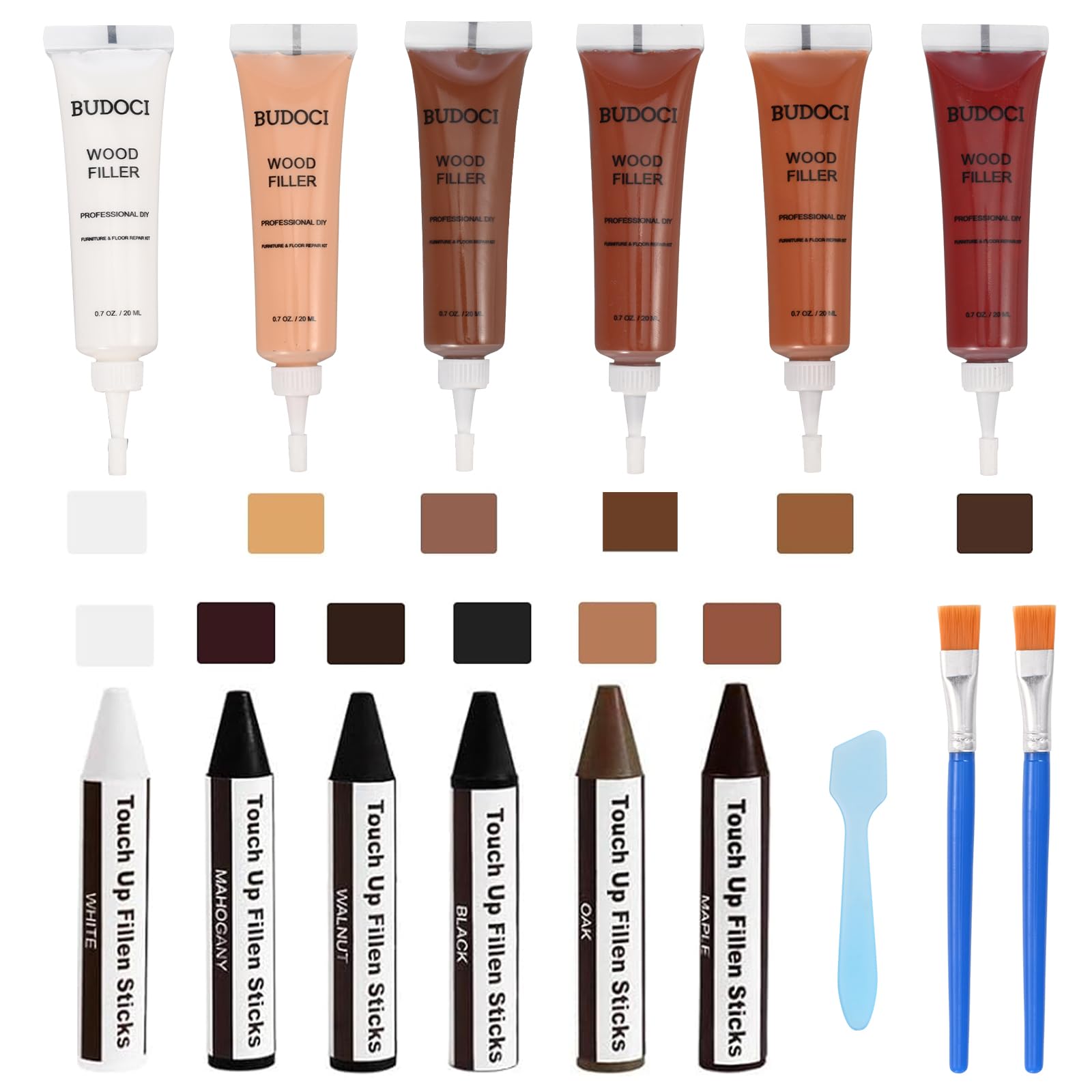 Furniture Repair Kit,12 Colors Wood Filler Sticks -Repair Scratch, Cracks, Hole, Restofinisher Wooden Door, Floor, Table, Cabinet -Restore Any Wood, Oak, Walnut