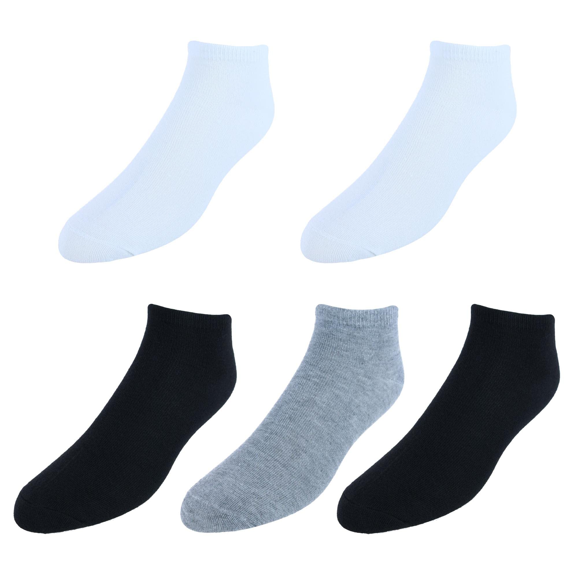 CTM® Men's Quarter Cut Athletic Comfort Socks (5 Pairs), Multiple