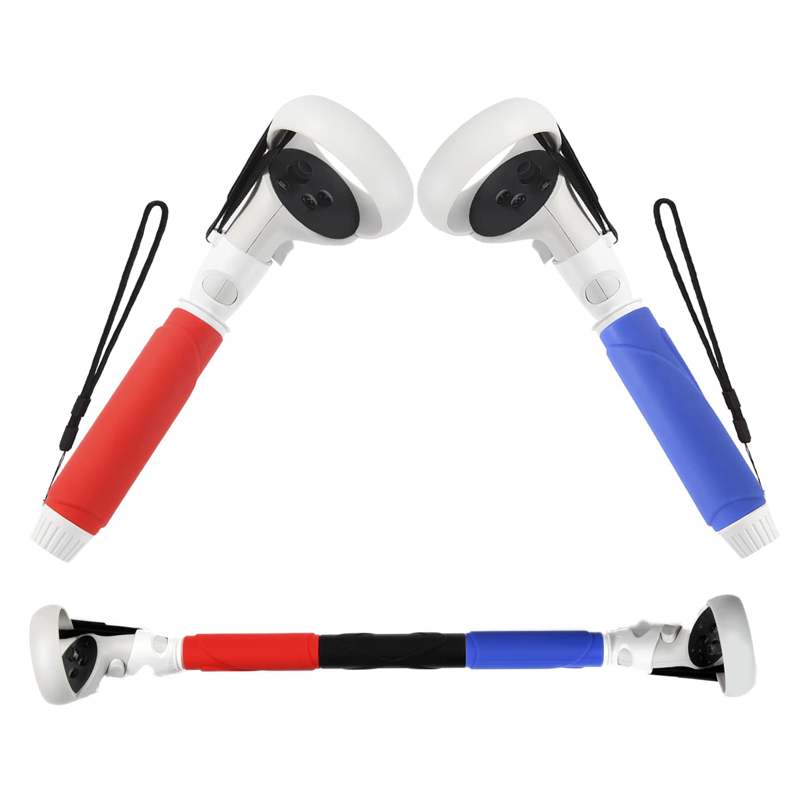 for Meta/Oculus Quest 2 Accessories,Upgraded VR Dual Handles and Long Stick Handle Extension Grips for Meta/Oculus Quest 2 Controller Playing VR Beat Saber Games, Sturdy,Comfortable to Grip… (A)