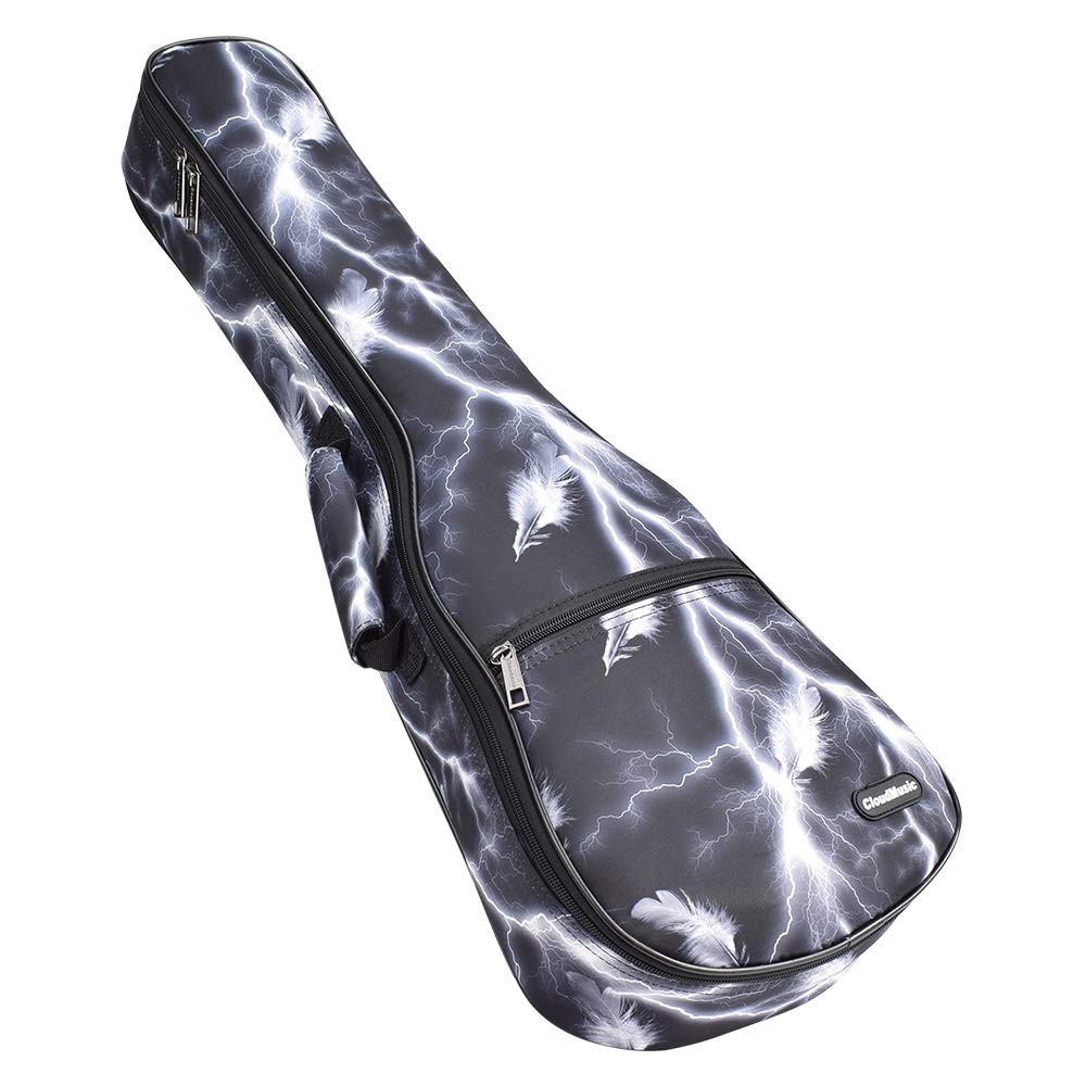 CLOUDMUSIC Ukulele Case For Soprano With Backpack Strap Galaxy Lightening (Black)