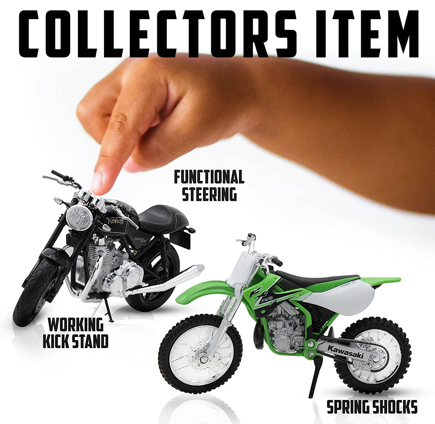 Welly Die Cast Motorcycle Green Kawasaki 2002 KX 250, 1:18 Scale, Unisex Adult