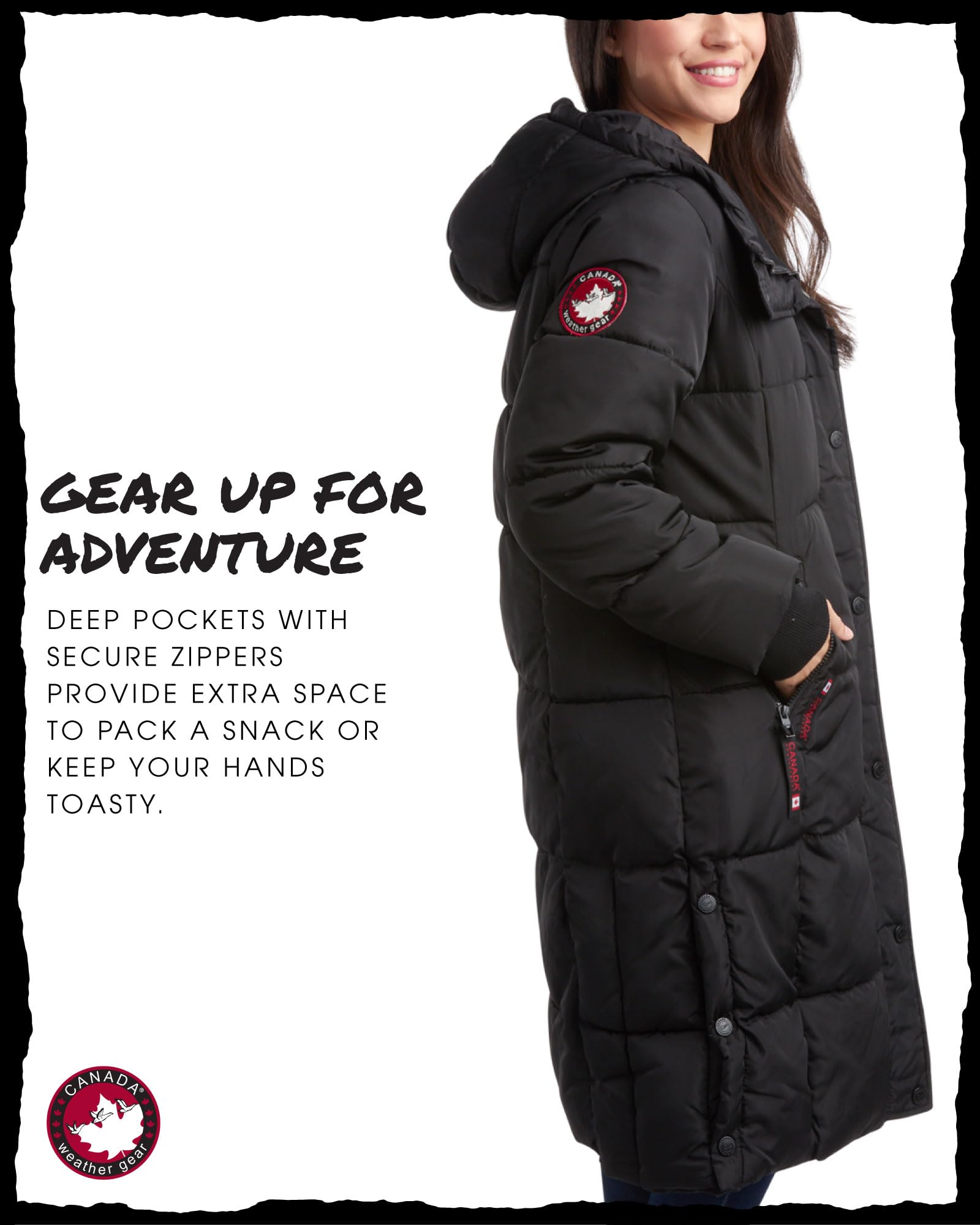 CANADA WEATHER GEAR Womens Winter Coat Full Length Quilted Puffer Parka Plus Size Heavyweight Maxi Jacket for Women, S-3X, Size Large, Jet Black