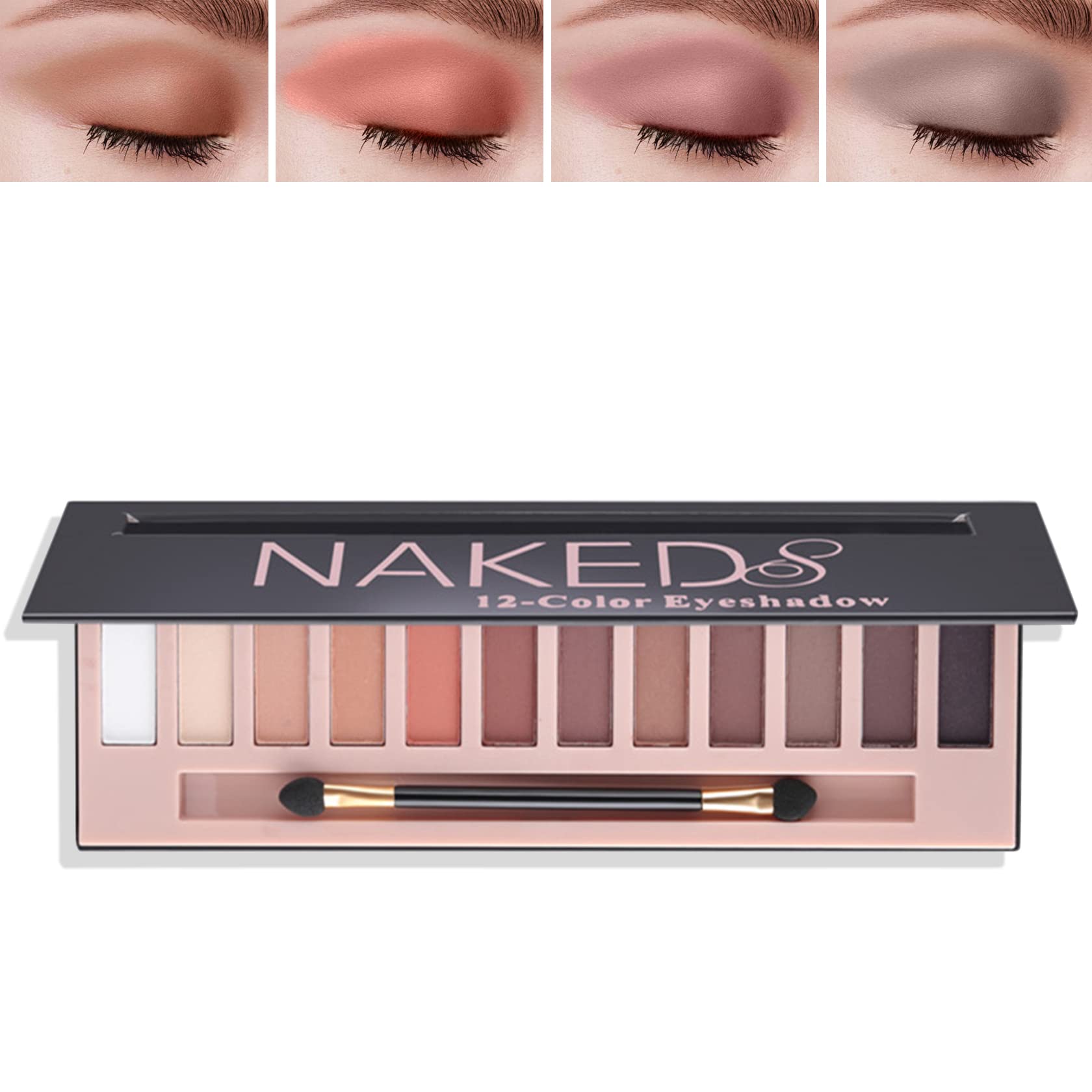 Fusang 12 Colors Naked Eyeshadow Palette,Natural Matte Nude Eyeshadow Palette Shimmer Highly Pigment Eye Shadow Pallete Set Long Lasting & Waterproof Smokey Smokey Glitter Eye Makeup with Brush (A)