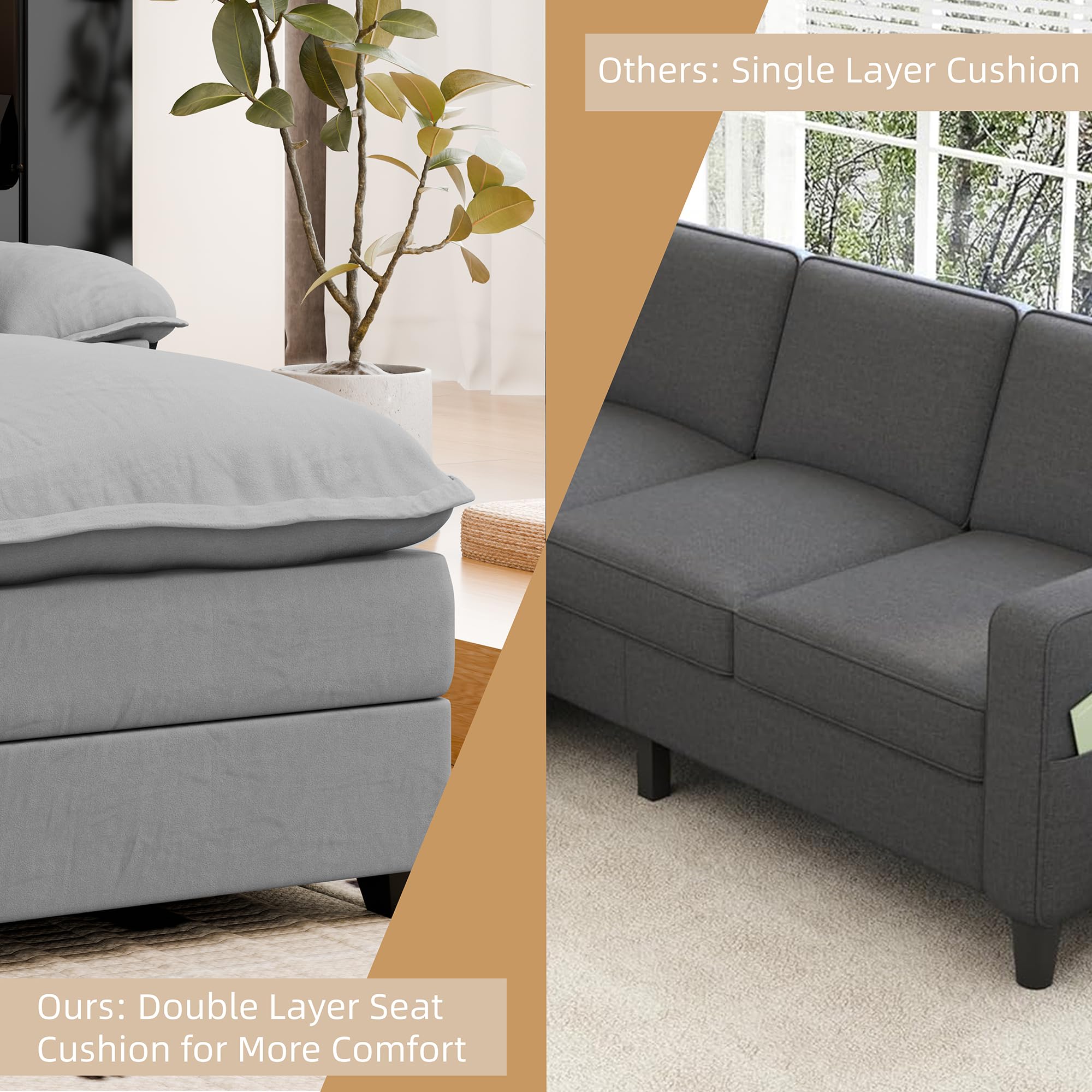 JAMFLY Modern Modular Sectional Sofa