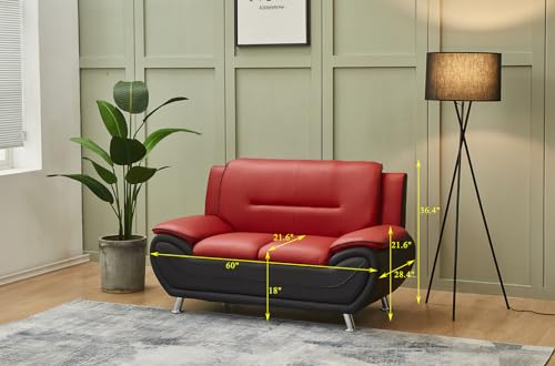 Kingway Inc Loveseat Love, 2 Seat, Black&Red
