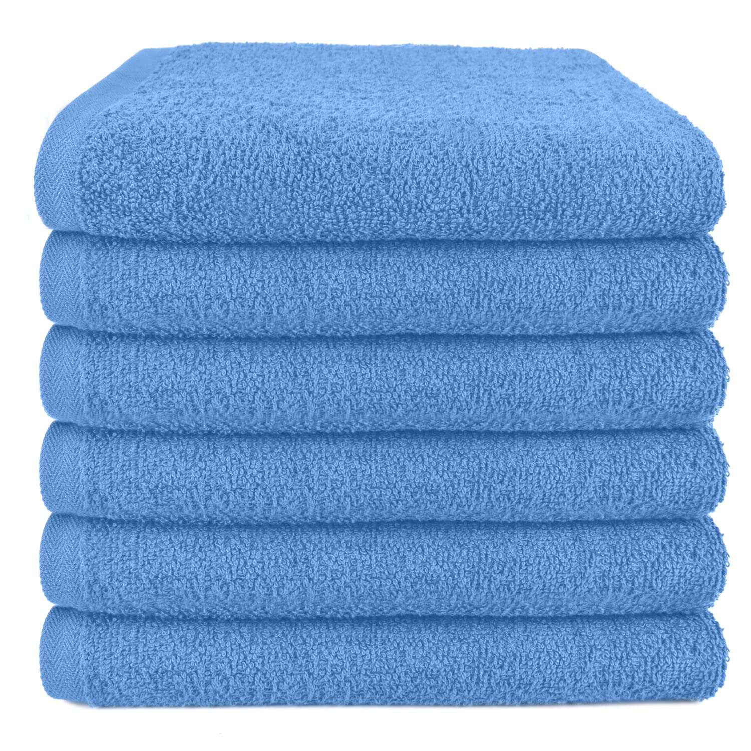 DAN RIVER 100% Cotton Economy Bath Towels Set Pack of 6| Super Absorbent Quick Drying Hotel Quality Towels for Home, Gym, Spa & Daily Use | Medium Blue, 22โx44โ, 400 GSM