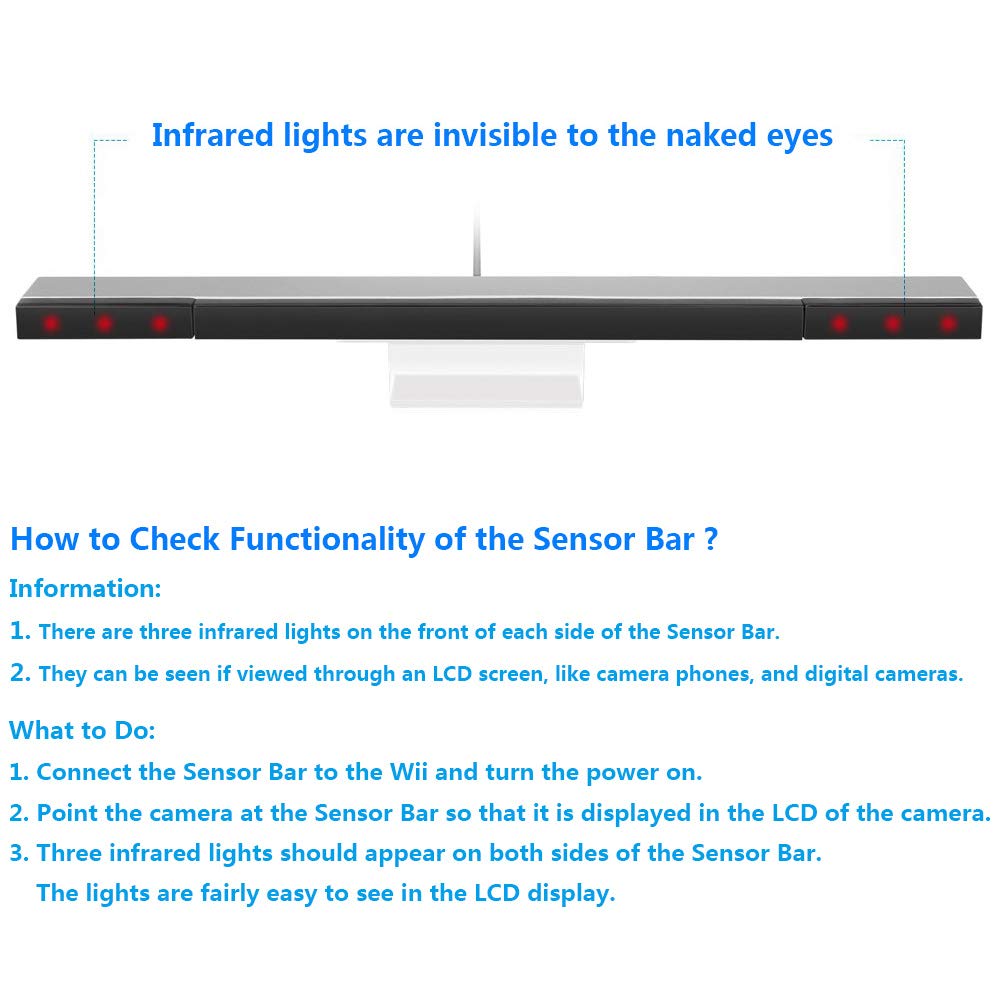 Replacement for Wii Sensor Bar Compatible with Wii U for Nintendo Wired Lnfrared Sensor Bar Wii Console Accessories
