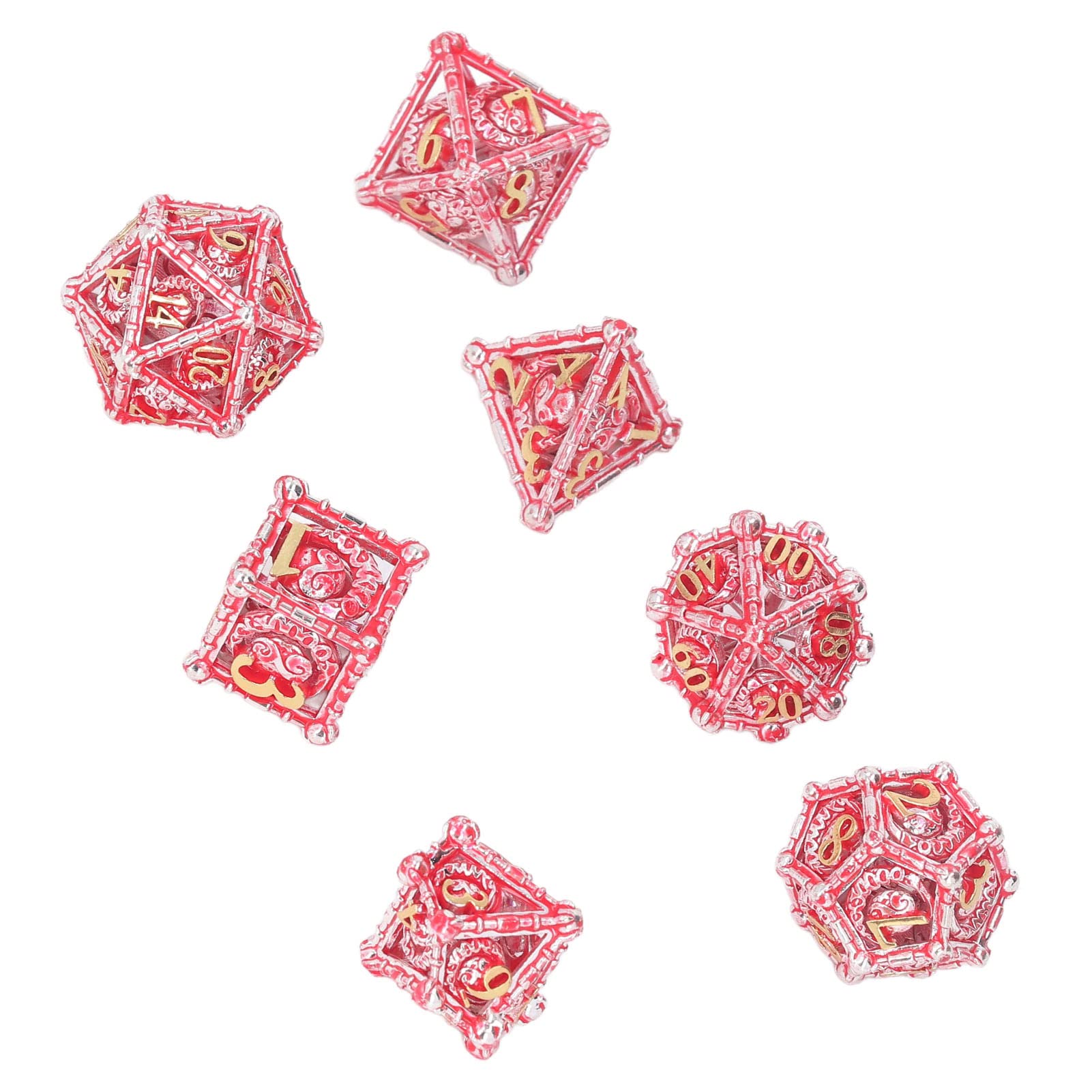 FOTABPYTI Metal Dice, Hollow Strong Balance Portable Finely Polished Delicate Appearance Brass Dice Set Polyhedral for Role Playing Games