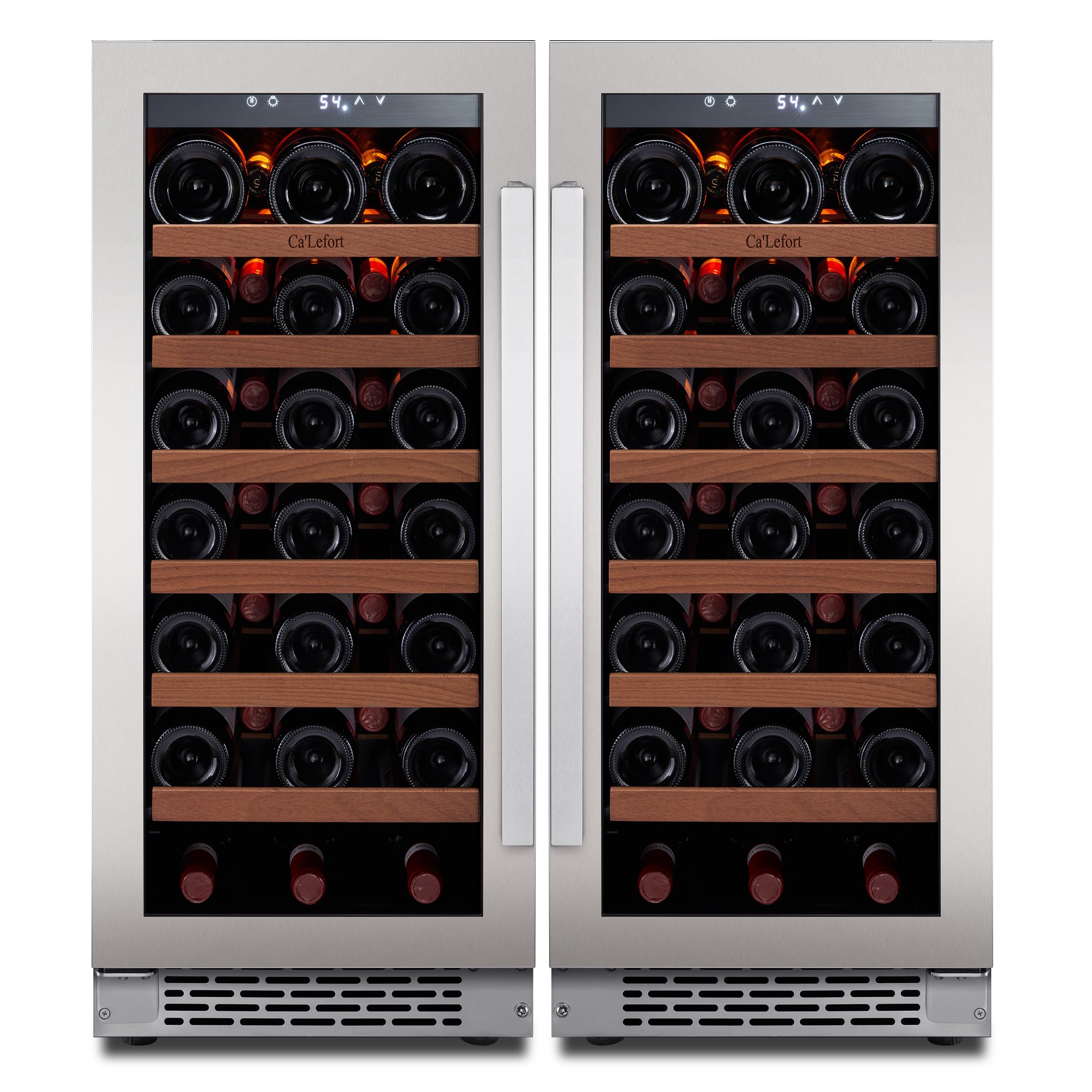 Ca'Lefort 30 Inch Wine Cooler Refrigerator, 15" Single Zone Wine Refrigerator and 15" Single Zone Wine Fridge Chilled Wine, Holds 66 Bottles (Package of two 15")