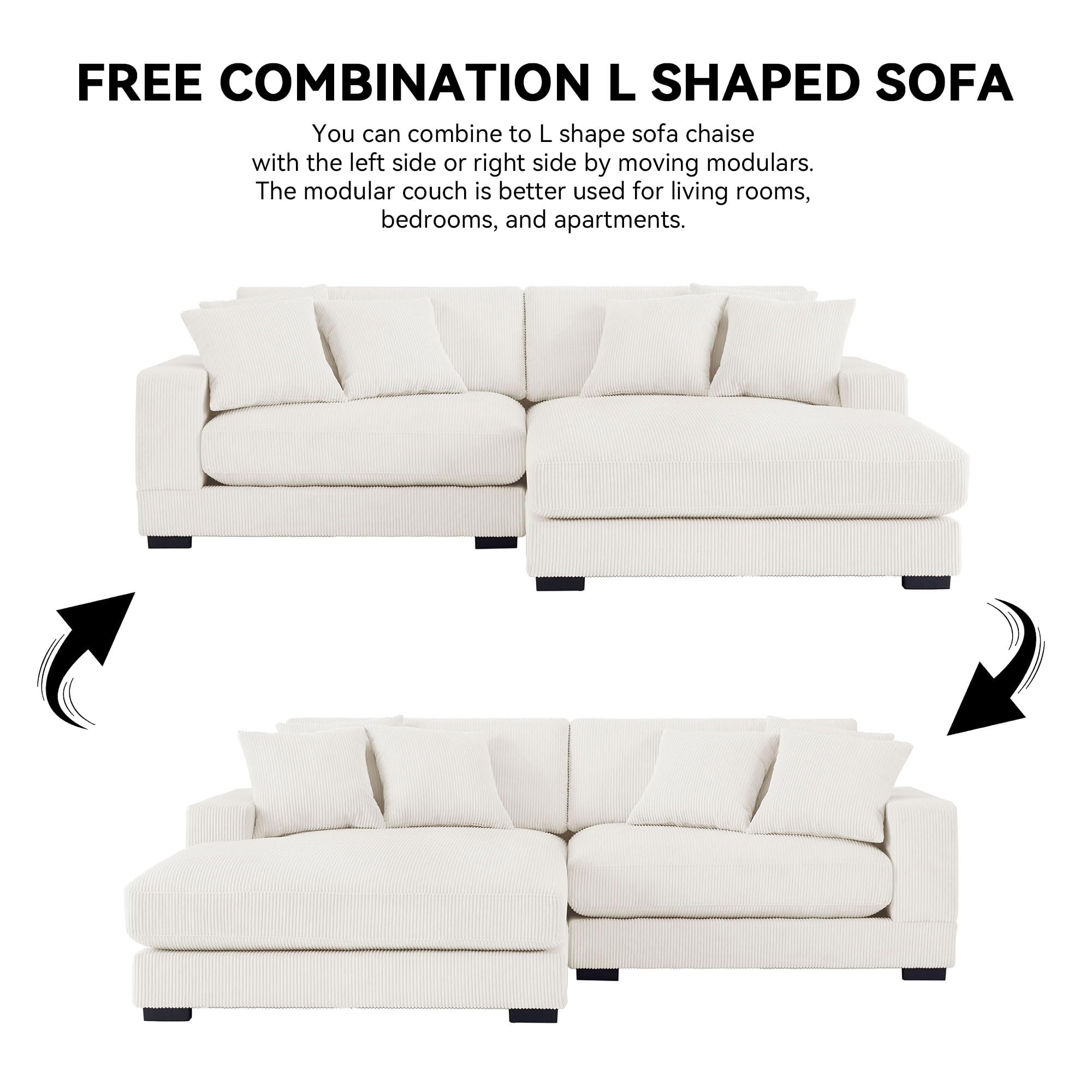 KEVINSPACE 98.4" Sectional Sofa Modular Deep 3-Seat Sofa Couch Foam-Filled Spring Sleeper Sofa Modular Sectional Living Room Sofa Set Comfy Furniture Apartment Studio Office No Assembly Green