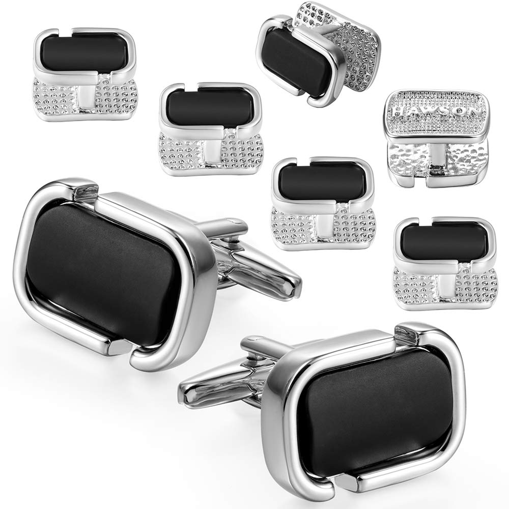Cufflinks and Studs Set, Classic Silver Color Cufflinks for Men and Women, Tuxedo Shirt Studs Set for Men, Business Wedding