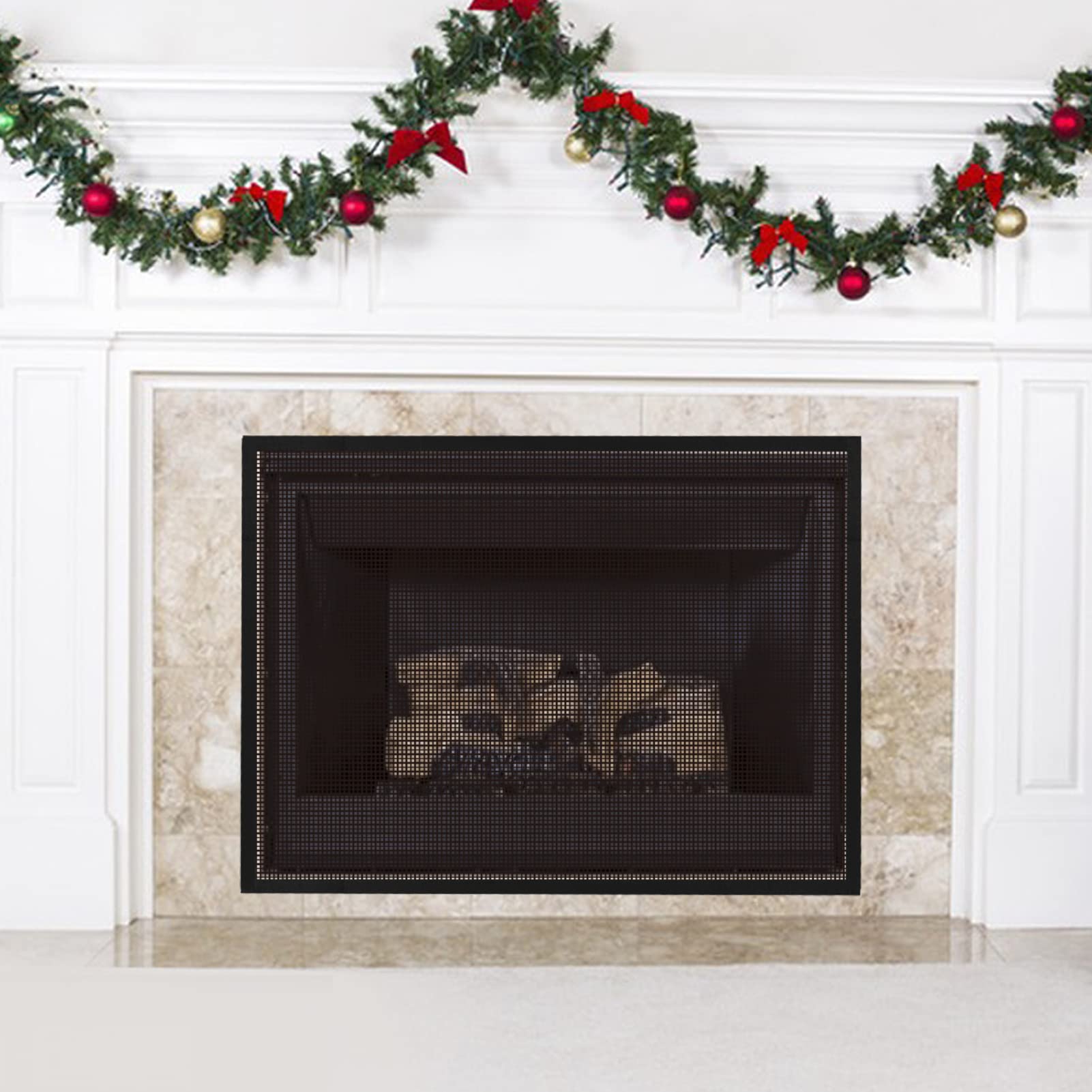Fireplace Screen Safe Mesh Gate Child Proof Fireplace Mesh Screen Fireplace Barrier Guard Fireplace Net Adhesive Fireplace Cover Fireplace Doors for Existing Fireplace for Toddler Baby Pets 39*32inch