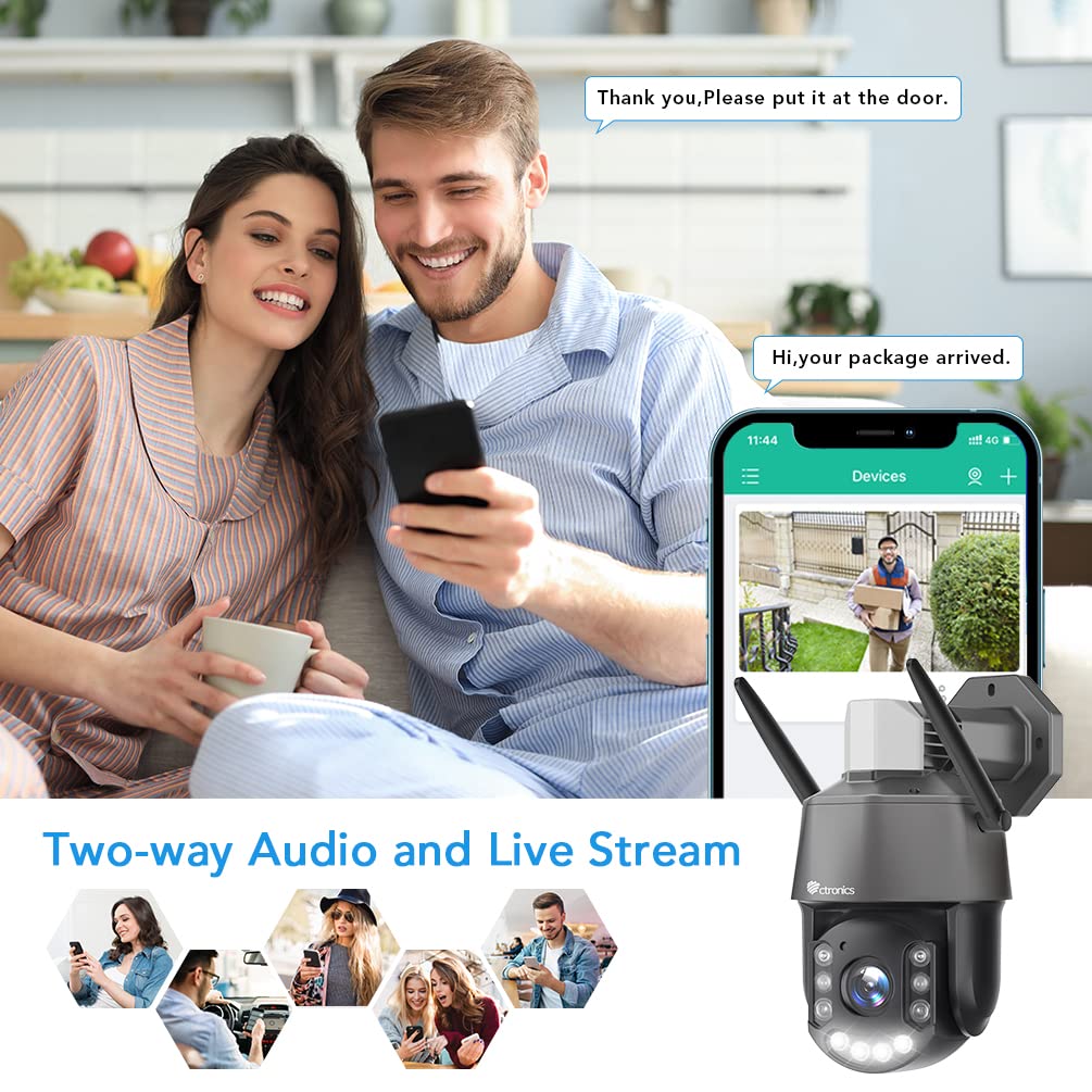 Ctronics 5MP 30X Optical Zoom Security Camera Outdoor, PTZ WiFi IP Camera with Red & Blue Warning Lights, Auto Cruise & Zoom, Human Detection Auto Tracking 492ft Night Vision 2-Way Audio IP66 (Black)