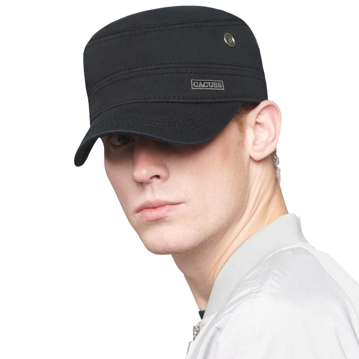 CACUSS Men's Cotton Army Cap Cadet Hat Trucker Dad Hat Military Flat Top Adjustable Classic Baseball Cap