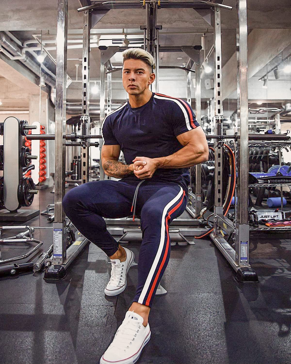 CANGHPGIN Joggers for Men Navy Sweatpants with Pockets Slim Fit Tapered Leg Track Pants Athletic Workout Pants