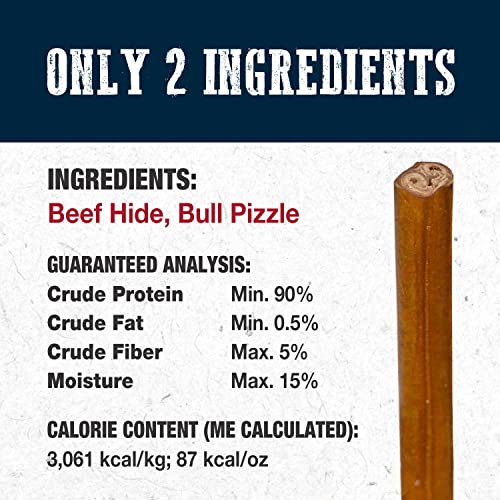 Cadet Bully Hide Sticks for Small, Medium and Large Dogs β All-Natural Beef Pizzle, High Protein, Low Fat, Long-Lasting, Grain & Rawhide-Free Dog Chews for Aggressive Chewers, Large (7 Count)