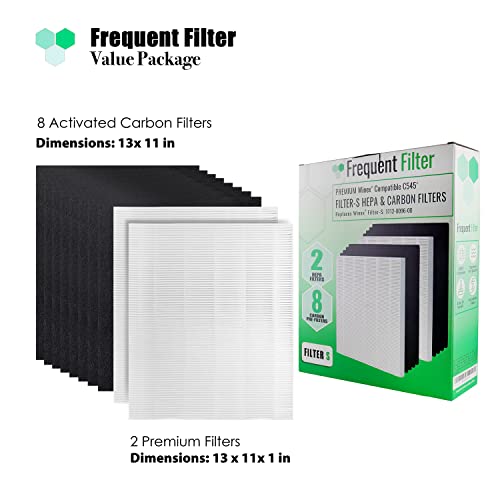 Frequent Filter Winix Compatible C545 Filter S Replacement - Fits Winex C545 Air Purifier - Replaces Part Number 1712-0096-00 - Includes 2 True H13 Grade & 8 Activated Carbon Filters - Smoke & Odor