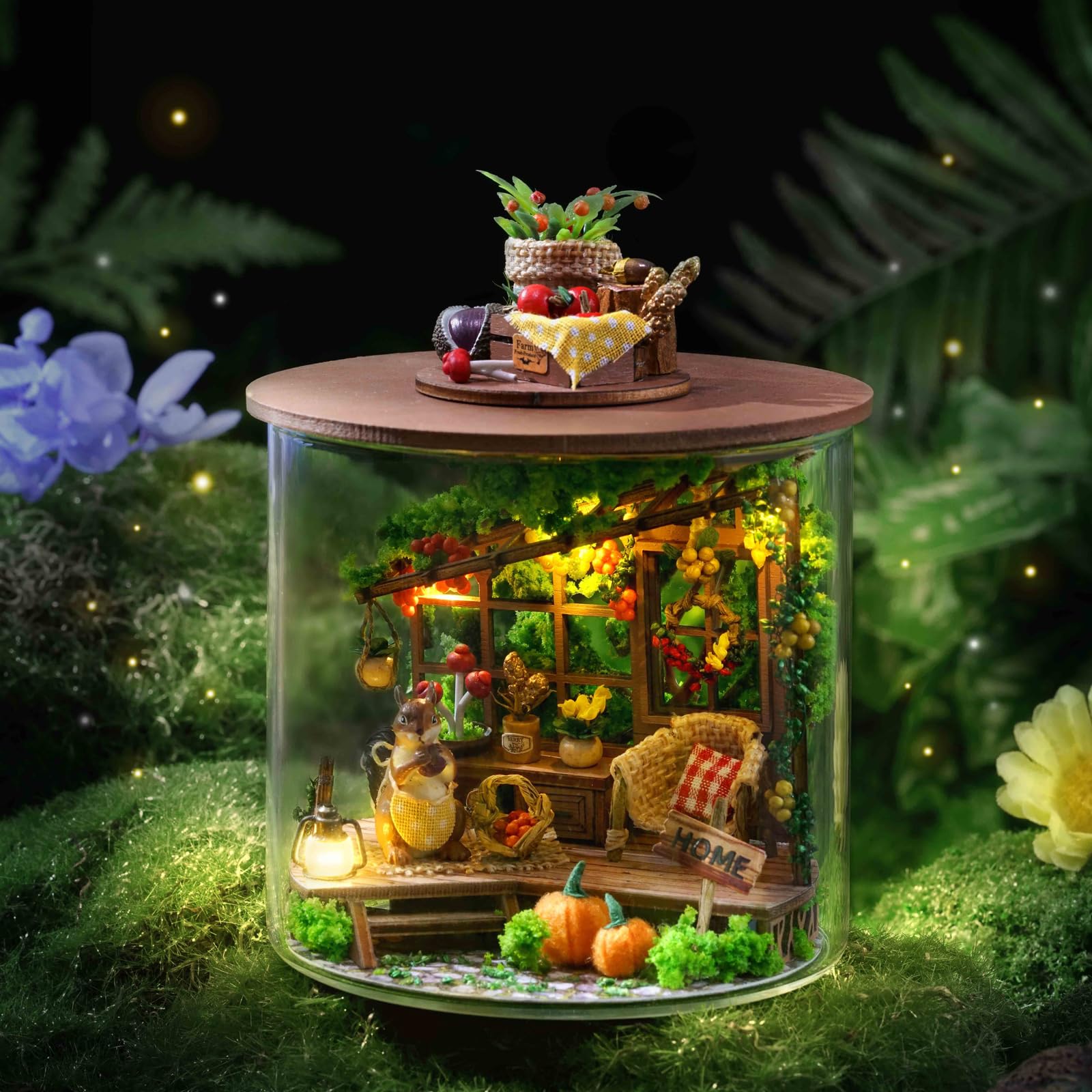 Flever Dollhouse Miniature DIY House Kit Creative Room Dream Bottle Series with Furniture for Romantic Valentine's Gift (Time Magic)