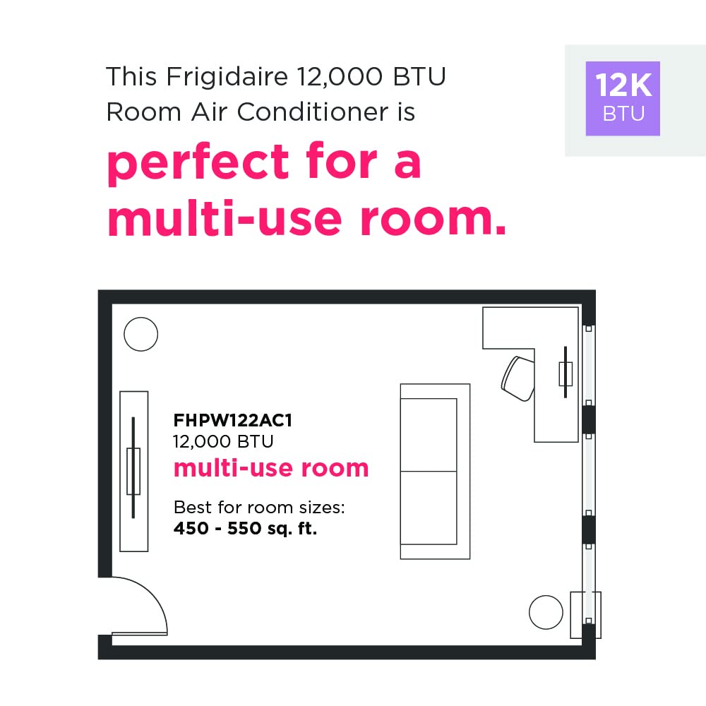 Frigidaire Portable Room Air Conditioner, 12,000 BTU with Dehumidifier Mode, in White (Renewed)