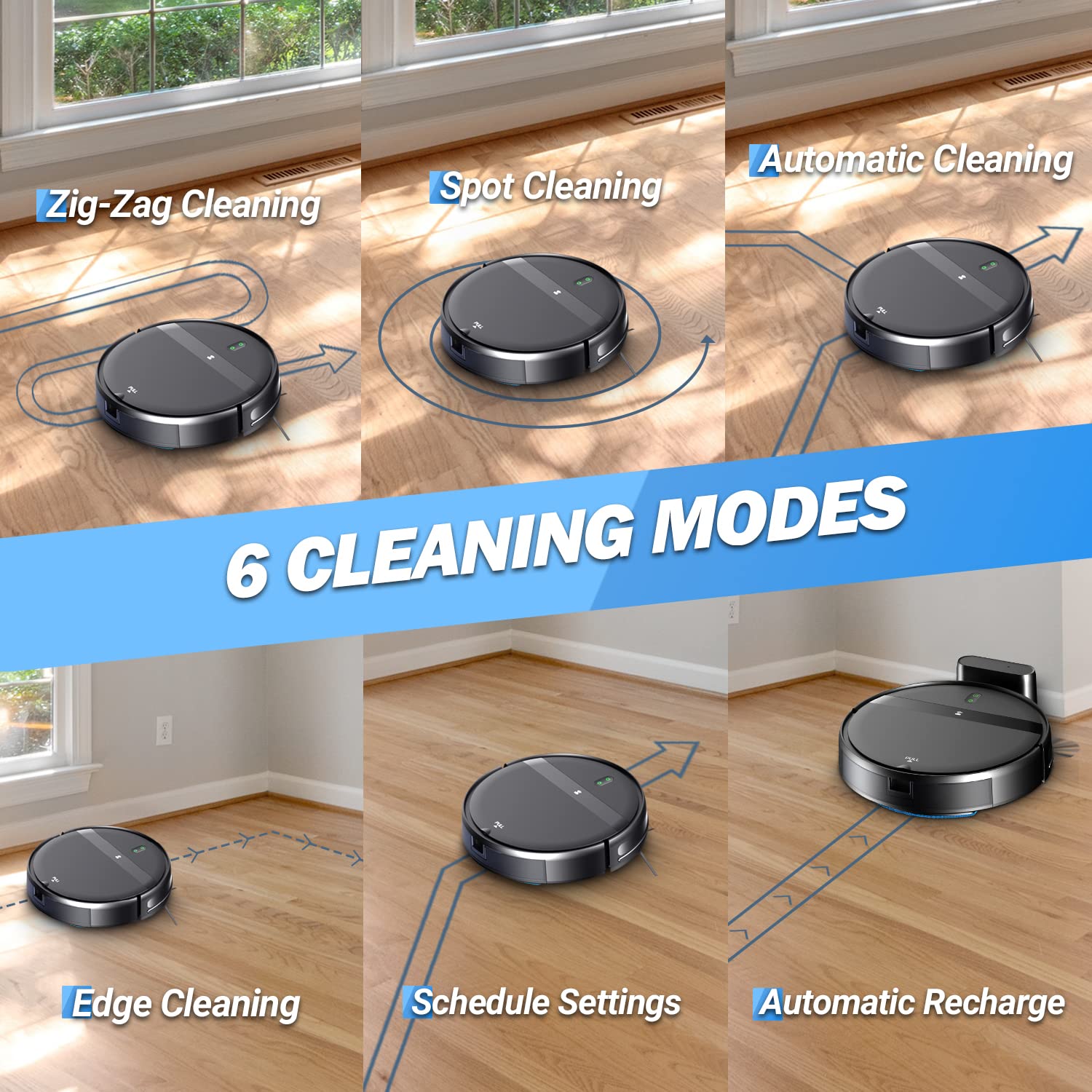 Kilgone Robot Vacuum Cleaner, App/Voice Control, Robot Vacuum and Mop Combo 2 in 1, Automatic Recharge Robotic Vacuum, Long Runtime, Self-Charging, Cleans Carpets, Hard Floors & Pet Hair Efficiently