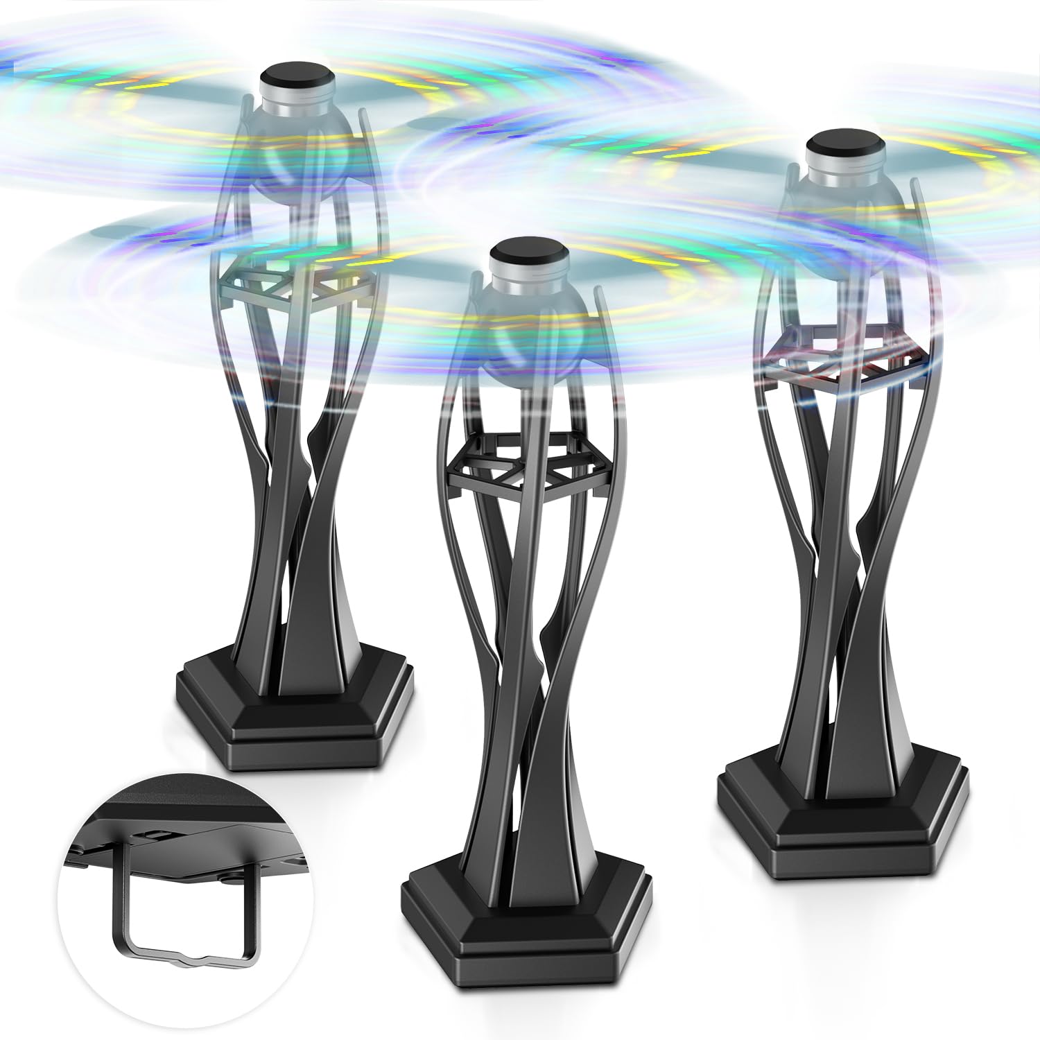 Fly Fan for Tables, 3 Pcs Repellent Indoor and Outside, Portable Table Fan, Trap with Holographic Blades Restaurants, Parties, Barbeque