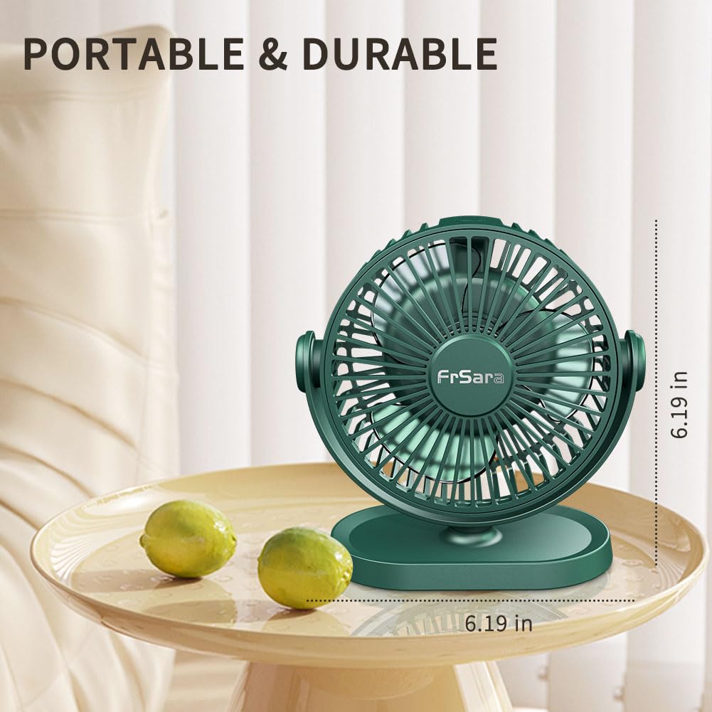 FrSara USB Desk Fan, Small Desk Fan 3-Speed Adjustable, 360-Degree Rotation Adjustment, Ultra-Quiet, Large Air Volume, Comfortable, Stylish, Easy to Use