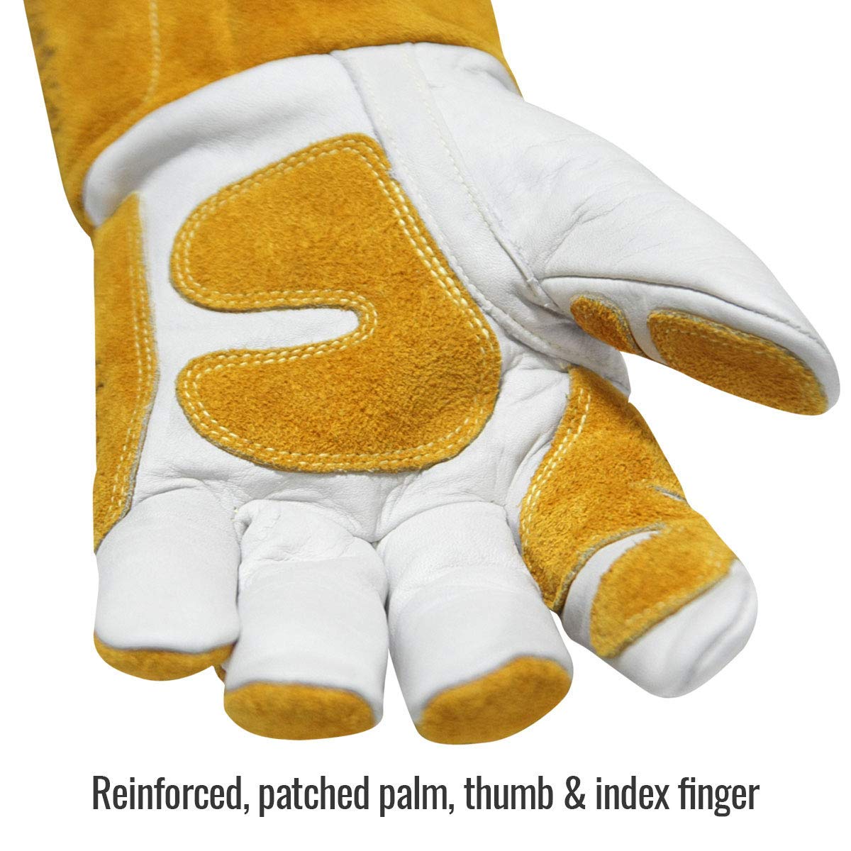 Revco GM1611 Top Grain Leather Cowhide MIG Welding Gloves with Reinforced Palm & Thumb and Index Finger, Seamless Forefinger, 5" Cuff For Extra Protection (Extra Large)