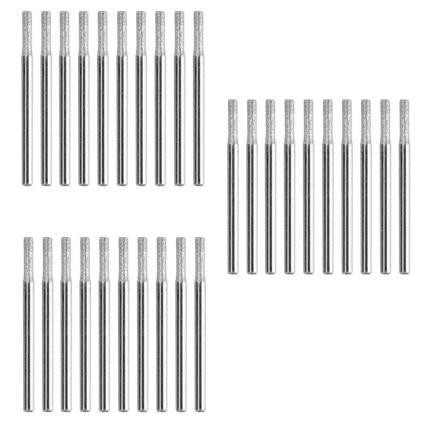 LDEXIN 30pcs 3mm/0.12" Cylindrical Head Diamond Drill Bit Diamond Grinding Head Mounted Burr Point Jewelry Beach Sea Glass Shells Gemstones Lapidary Grinding Rotary Tool 3mm/0.12" Shank