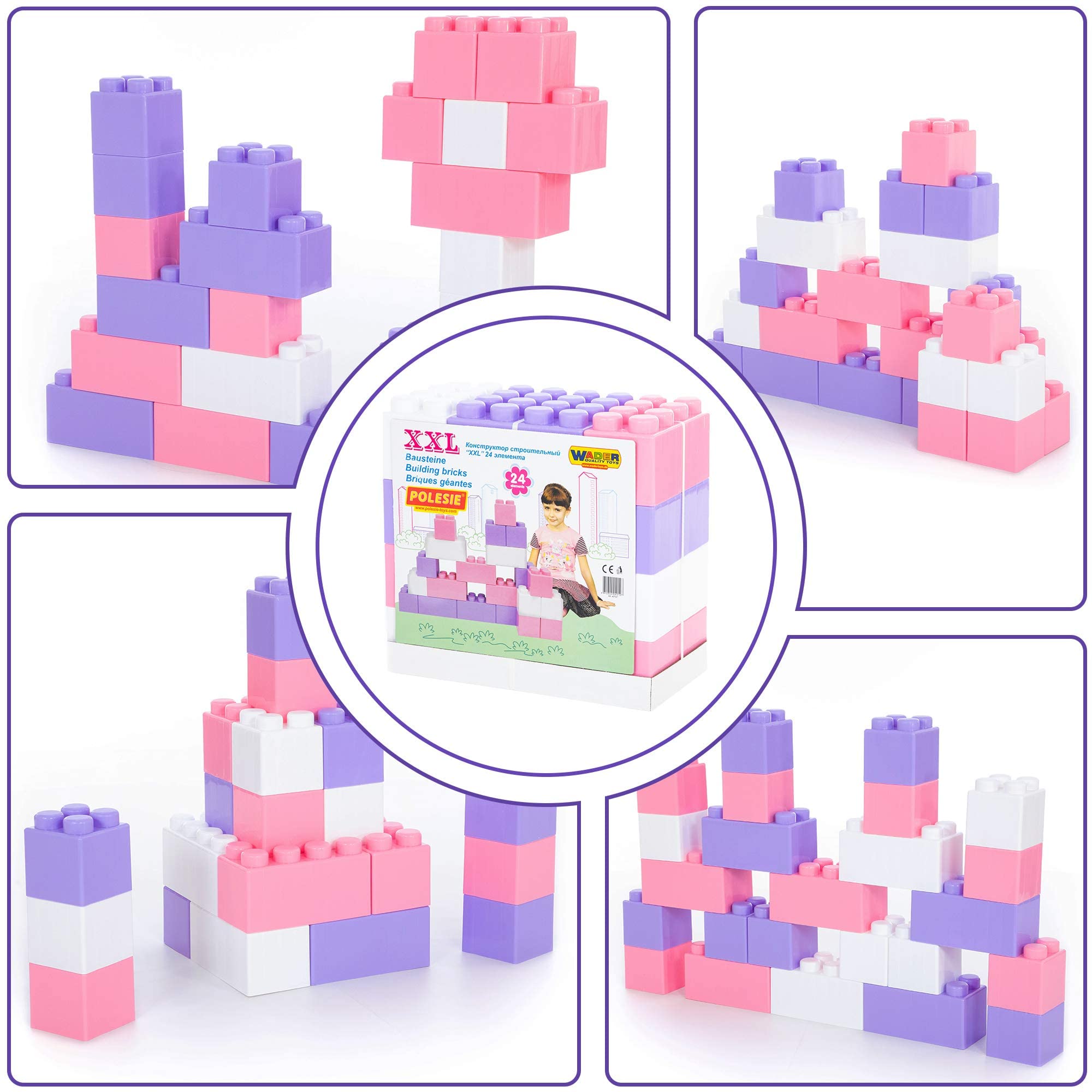 CO-T Jumbo Blocks for Toddlers Set of 134 Plastic Large Building Blocks for Kids Ages 4-8, Giant Stacking Bricks for Children by Polesie